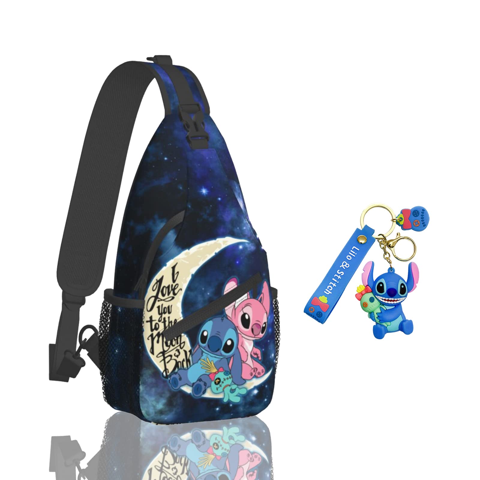 DVKMWI Sling Backpack, Anime Cartoon Multipurpose Crossbody Shoulder Bag Sling Bag with Keychain Travel Hiking Gym Daypack For Women Men