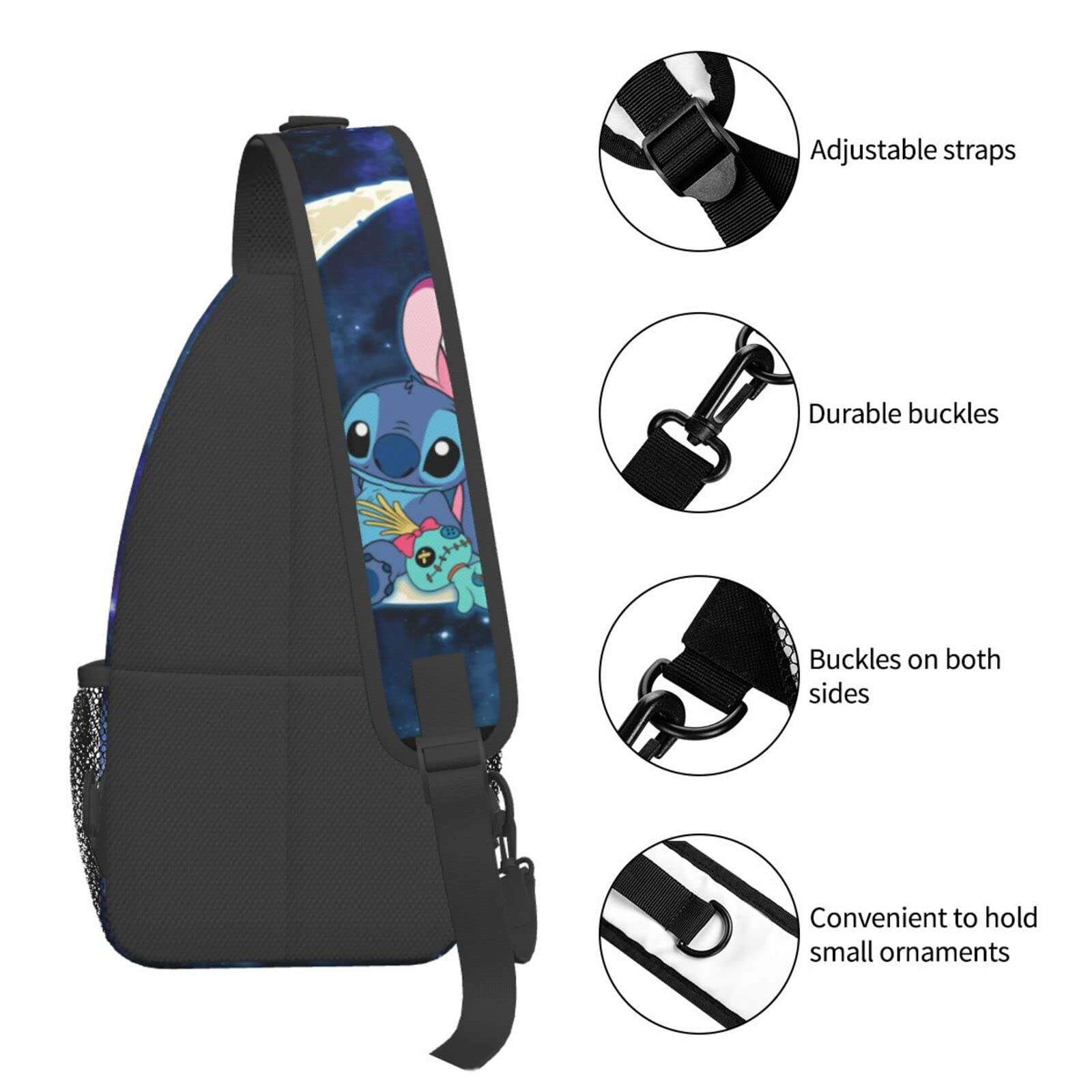 DVKMWI Sling Backpack, Anime Cartoon Multipurpose Crossbody Shoulder Bag Sling Bag with Keychain Travel Hiking Gym Daypack For Women Men