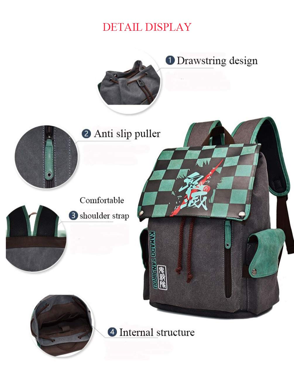 Afoxsos Japanese Anime Backpacks - Unisex Canvas Shoulders bag for school and office(10.6"x4.7"x16.5"Inh,Multicolors)