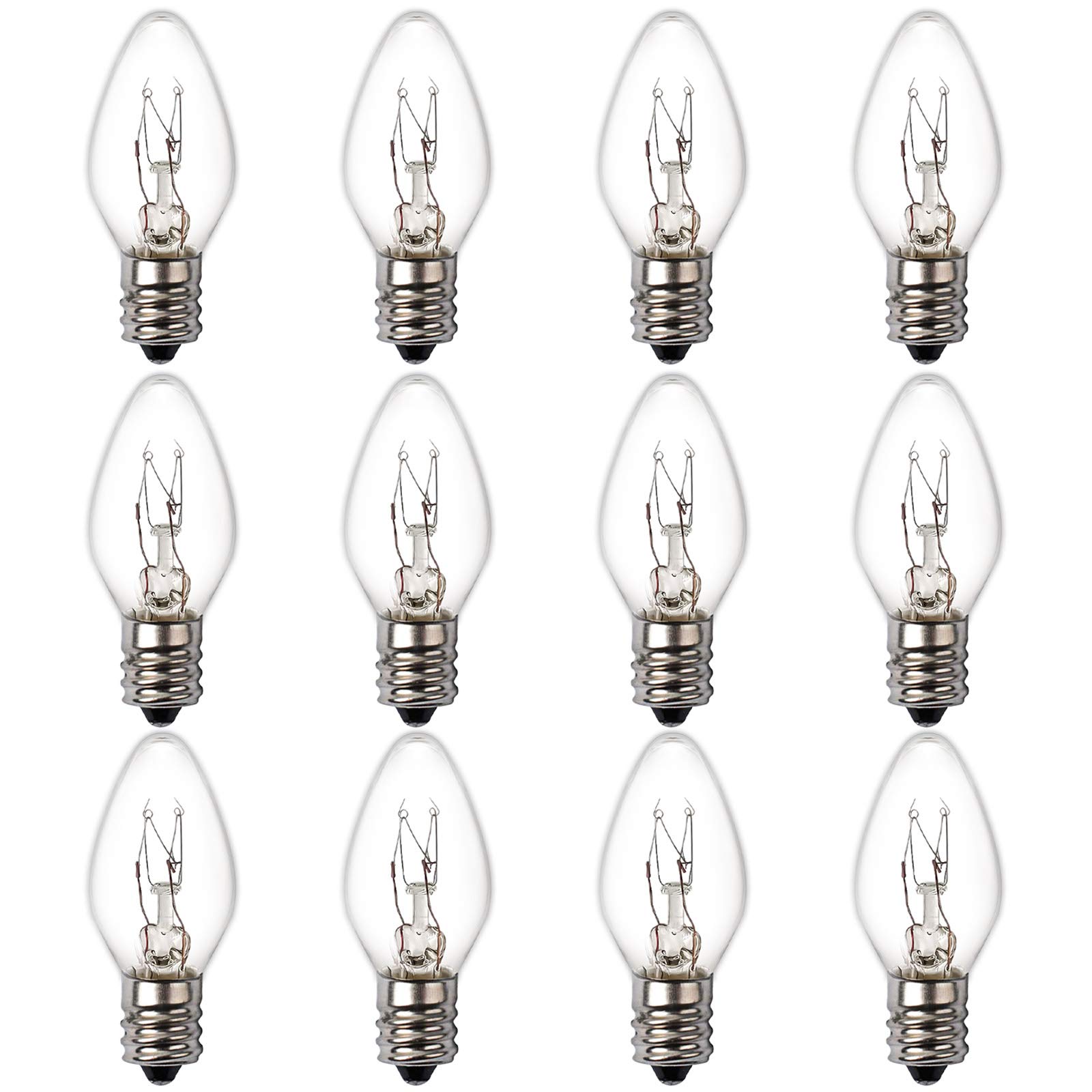 15 Watt Himalayan Salt Lamp Bulbs, 12Pack Dimmable Night Light Bulbs with E12 Base, Rock Salt Lamp Bulbs for Salt Lamps, Scentsy Warmer Wax Diffuser, Candle Warmers