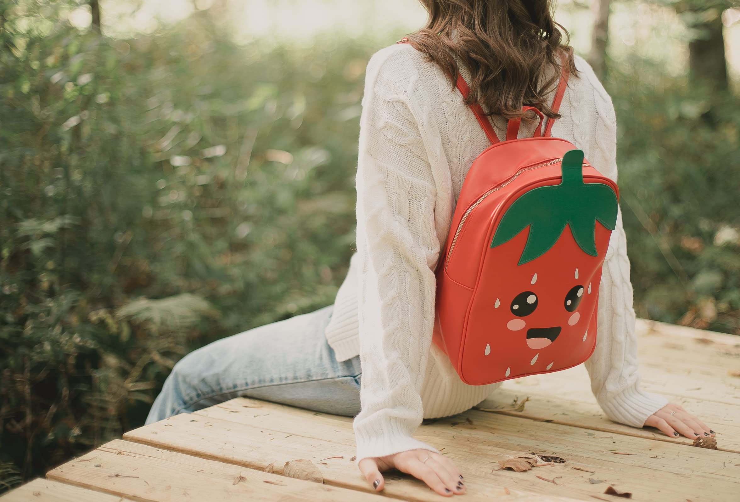 Remember Like Yesterday - Women and Kids Fashion Backpack | Kawaii Backpack Strawberry | Faux Leather