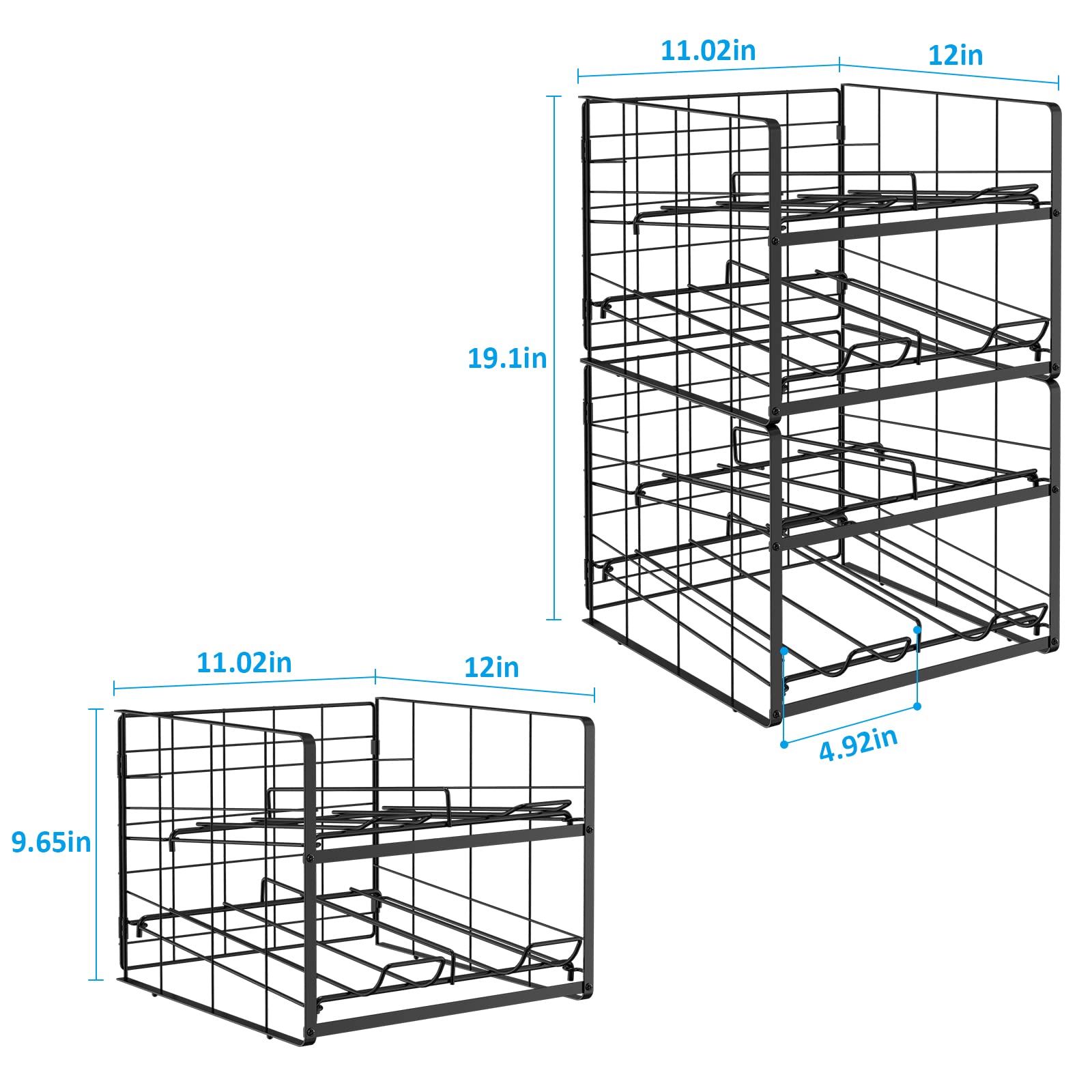 OYEAL Pantry Can Organizer, Stackable Soda Can Organizer for Pantry Beverage Holder Dispenser for Cabinet, Refrigerator, Holds 20 Cans Each, 2 Pack
