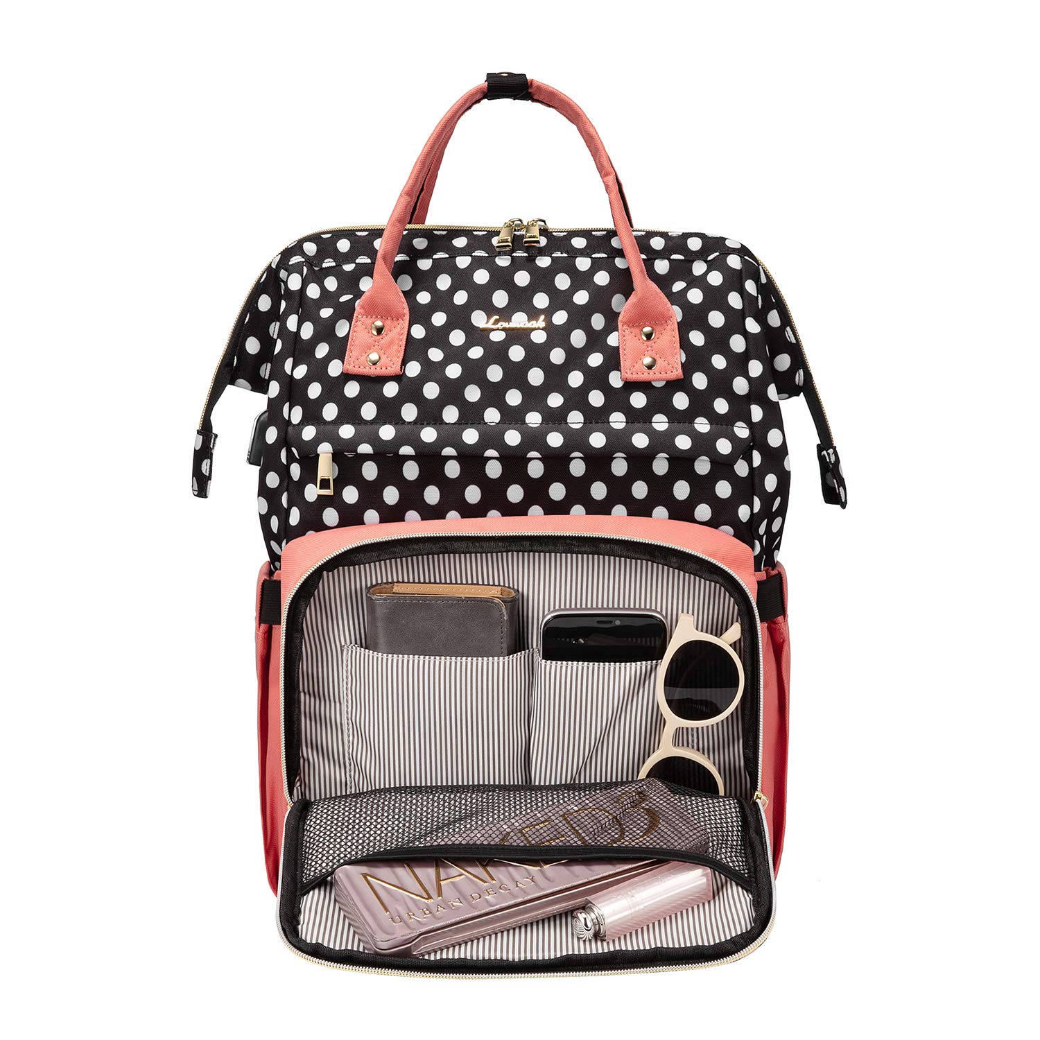 LOVEVOOK Laptop Backpack for Women Work Laptop Bag Stylish Teacher Backpack Business Computer Bags College Laptop Bookbag, Stripe Black 02