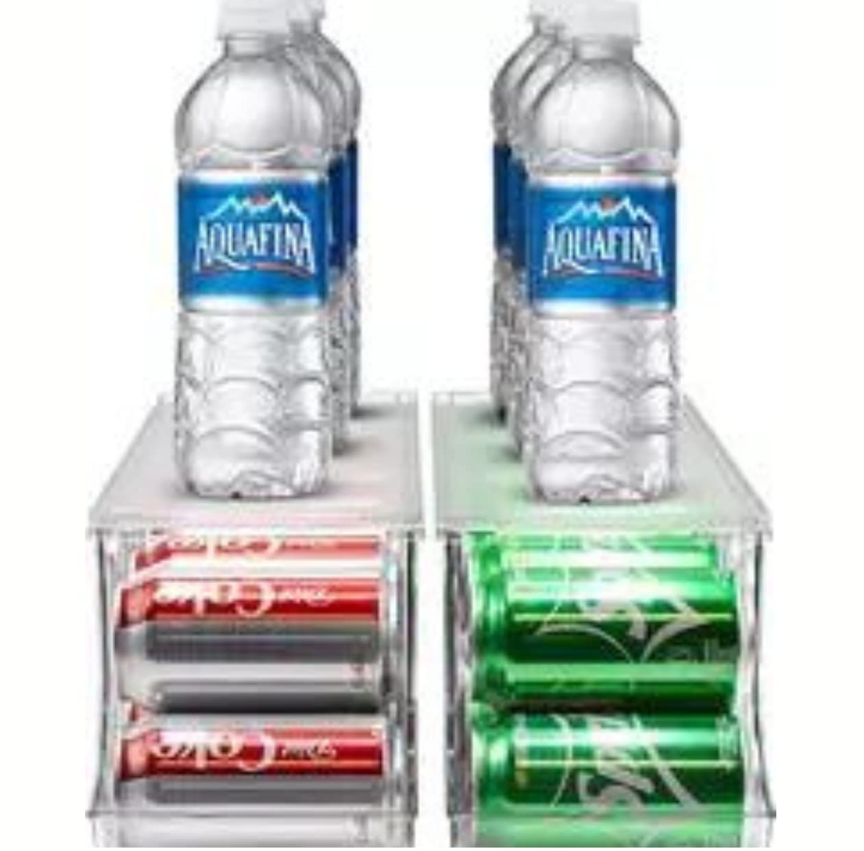 Soda Can Organizer for Refrigerator - Drink Organizer for Fridge - Beverage Dispenser for Fridge - Stackable Soda Can Organizer for Pantry -2 Pack Small and Large