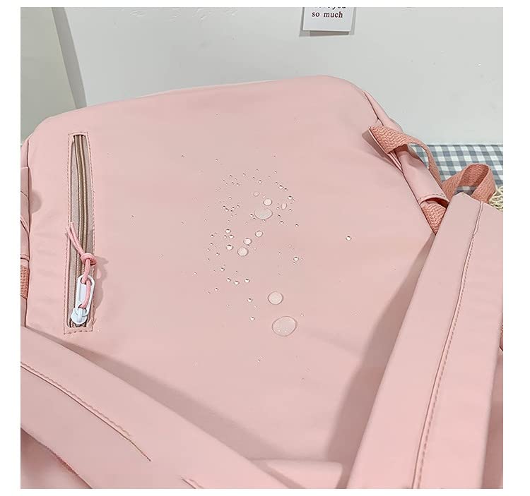 Kawaii Backpack with Pins and Pendant Accessories Cute College High School Backpack Laptop Bookbags for Teens Girls (Pink)