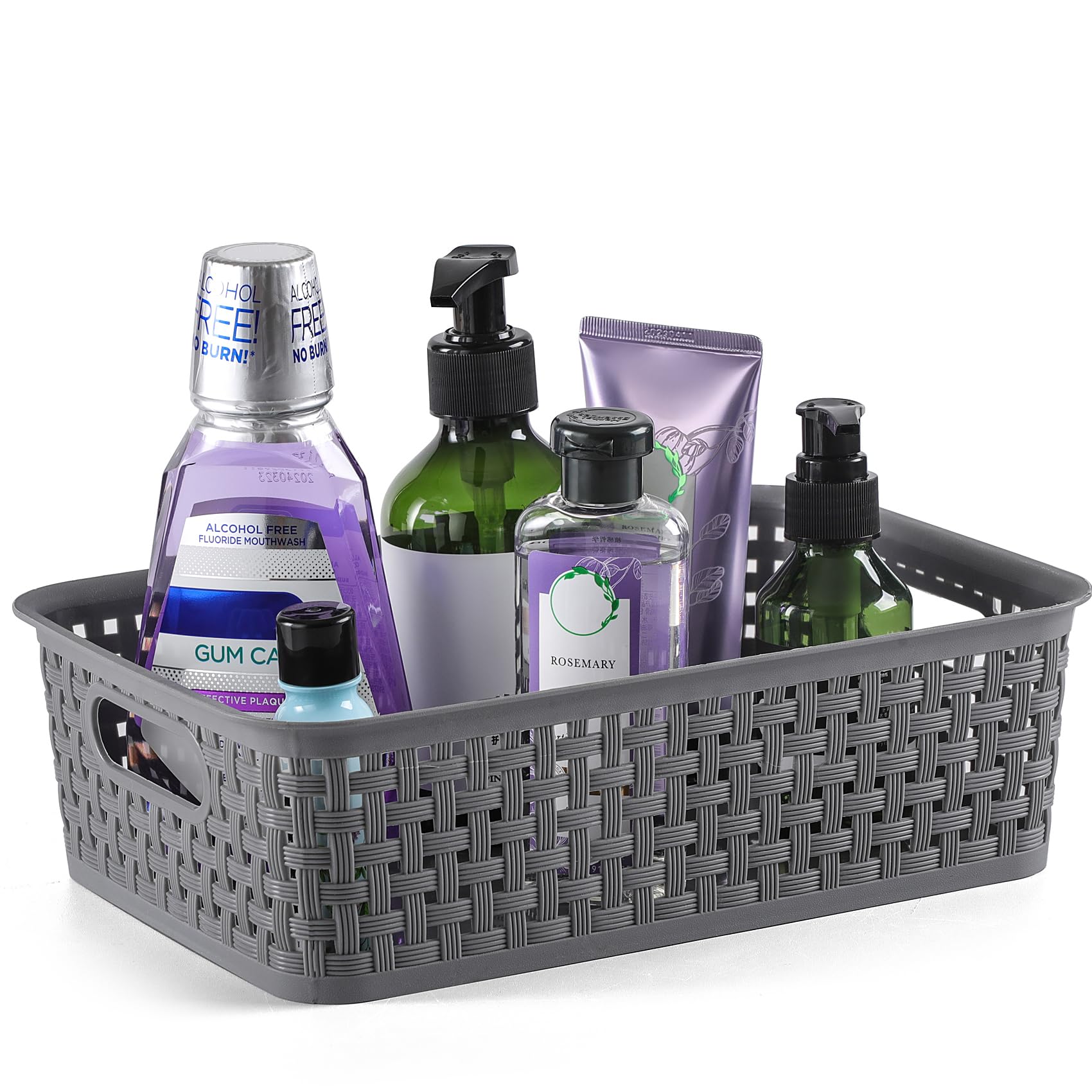 [ 8 Pack ] Plastic Storage Baskets - Small Pantry Organization and Storage Bins - Household Organizers for Laundry Room, Bathrooms, Bedrooms, Kitchens, Cabinets, Countertop, Under Sink or On Shelves