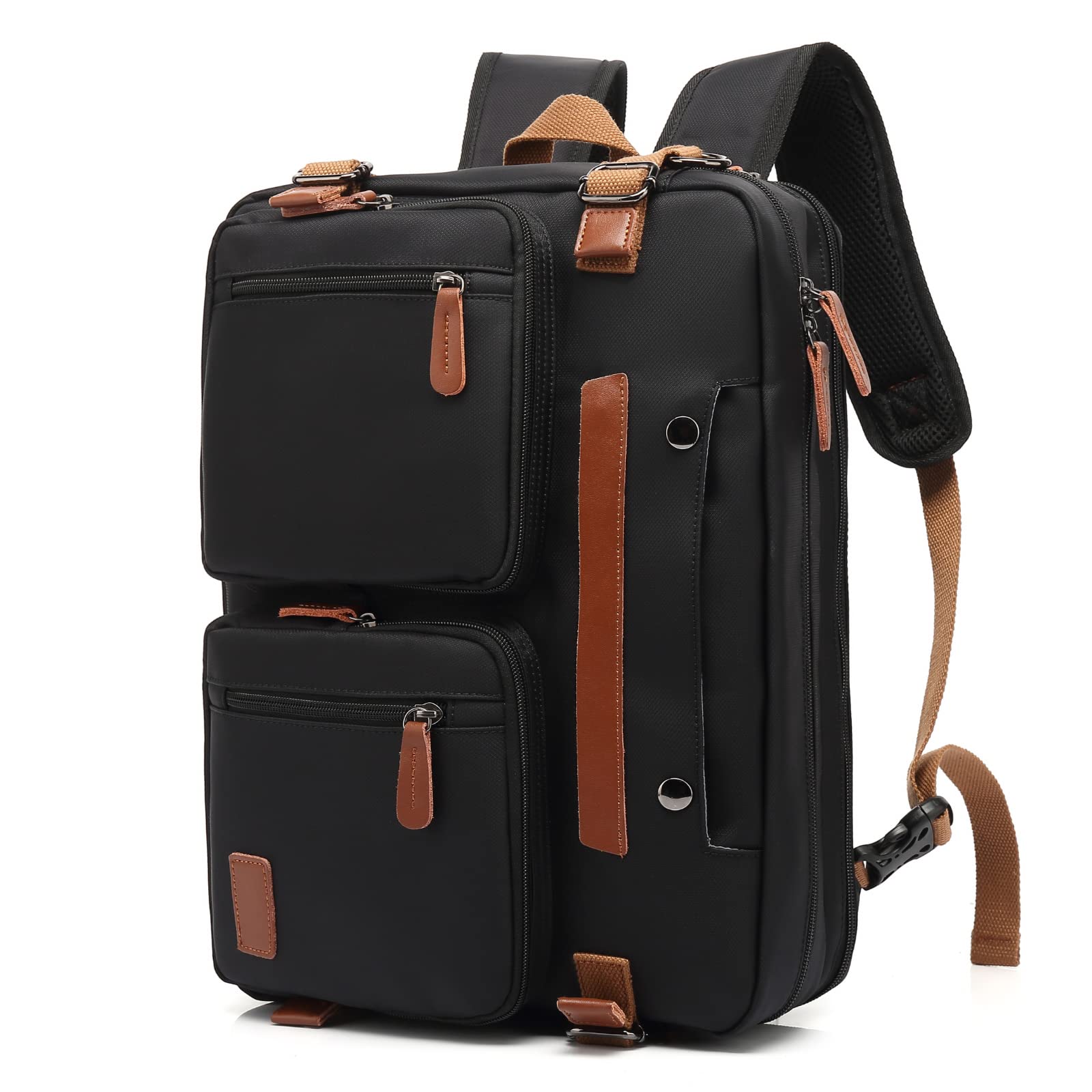 iTopschy Laptop Backpack, 15.6 Inch Convertible Business Travle Backpack Multi-Functional Waterproof Scratch-resistant Bag for Men Women Students Outdoors, Black