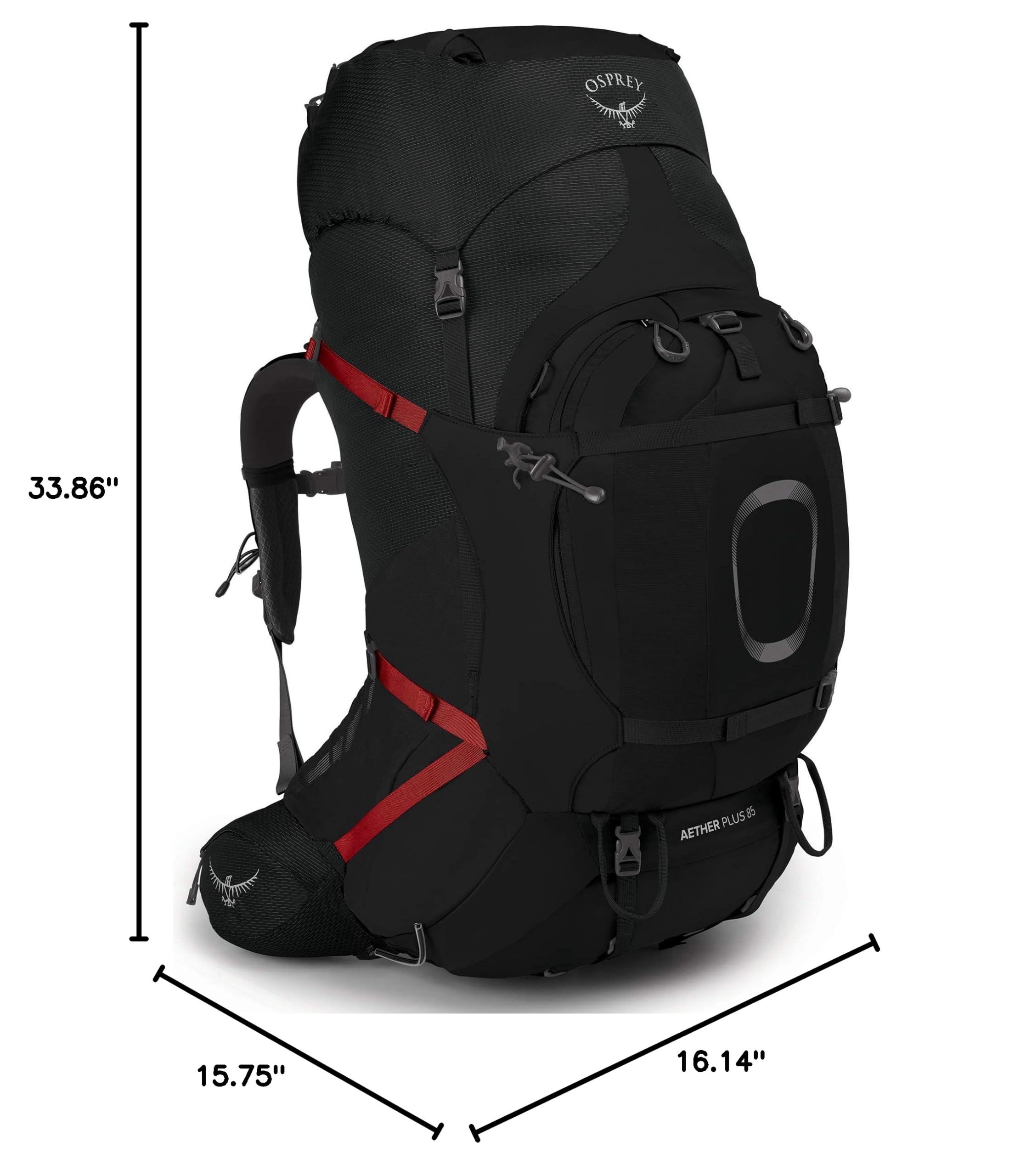 Osprey Aether Plus 85 Men's Backpacking Backpack, Black, Large/X-Large