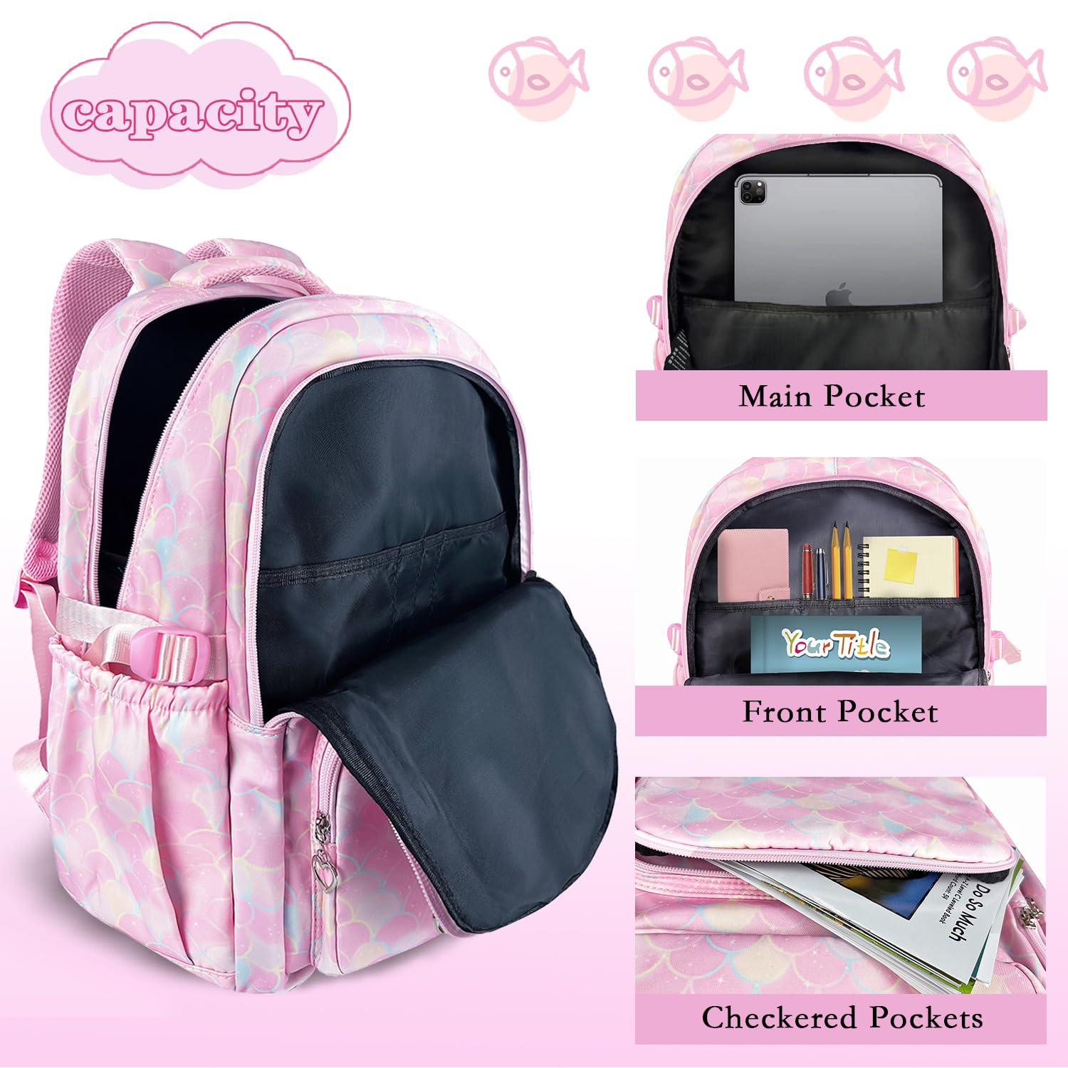 Kids School Backpack Book Bag with Lunch Bag Pencil Case Lightweight for Preschool Kindergarten Elementary,Pink Tie Dye