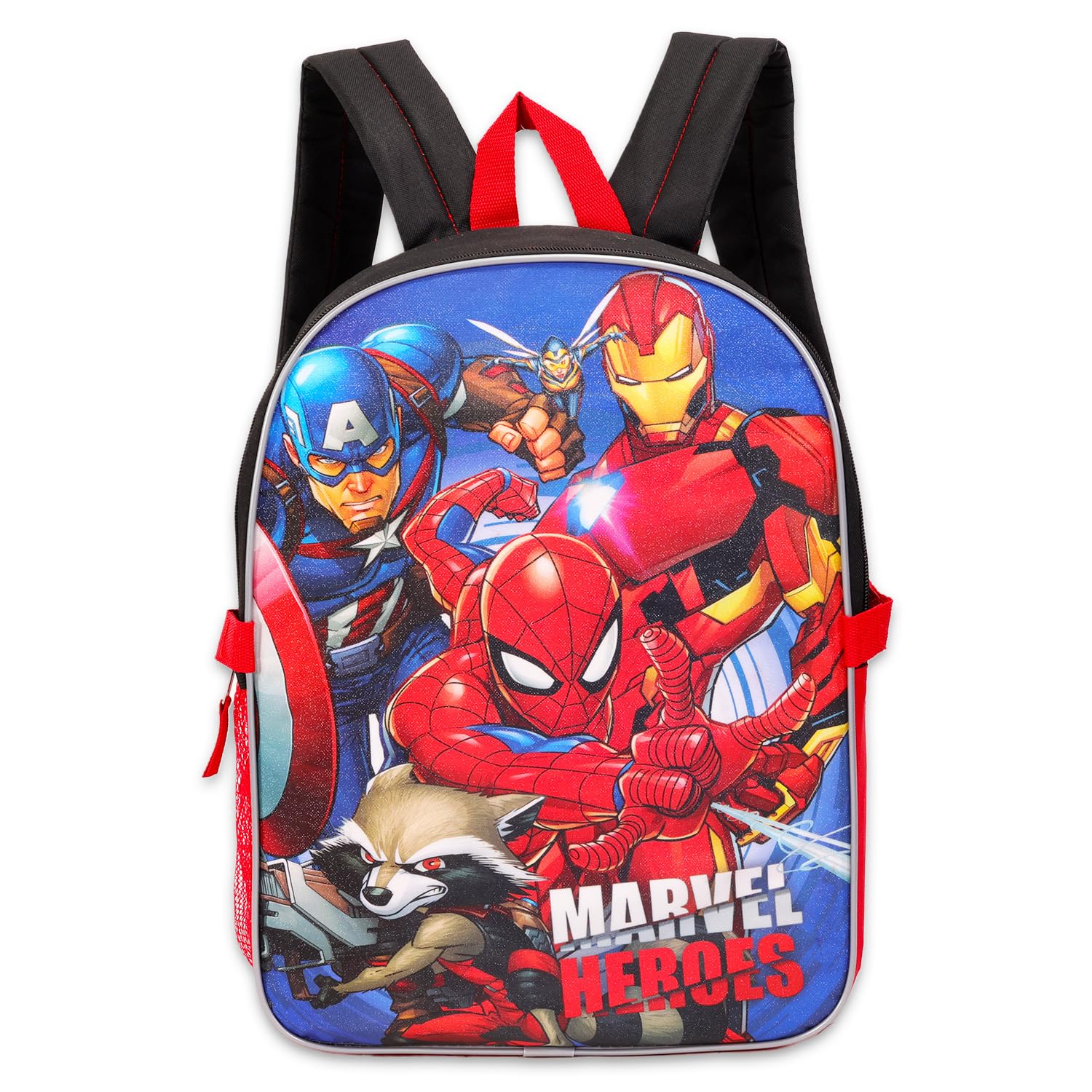 Avengers Backpack with Lunch Box Set - Avengers Backpack for Boys 4-6, Avengers Lunch Box, Water Bottle, Stickers, More | Marvel Avengers Backpack for Boys