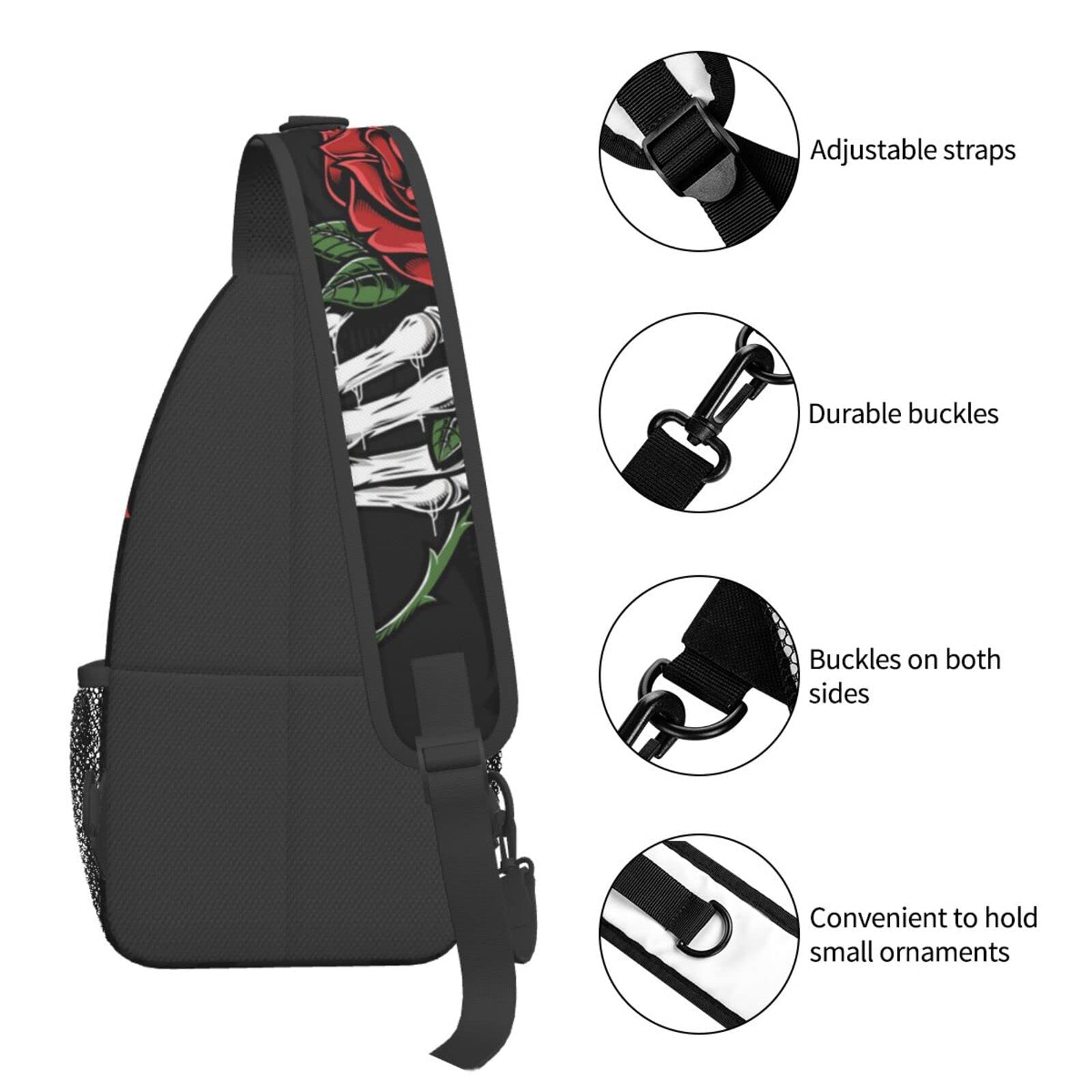 Sugar Skull Chest Bags Crossbody Sling Backpack Travel Hiking Daypack Crossbody Shoulder Bag For Women Men Teens