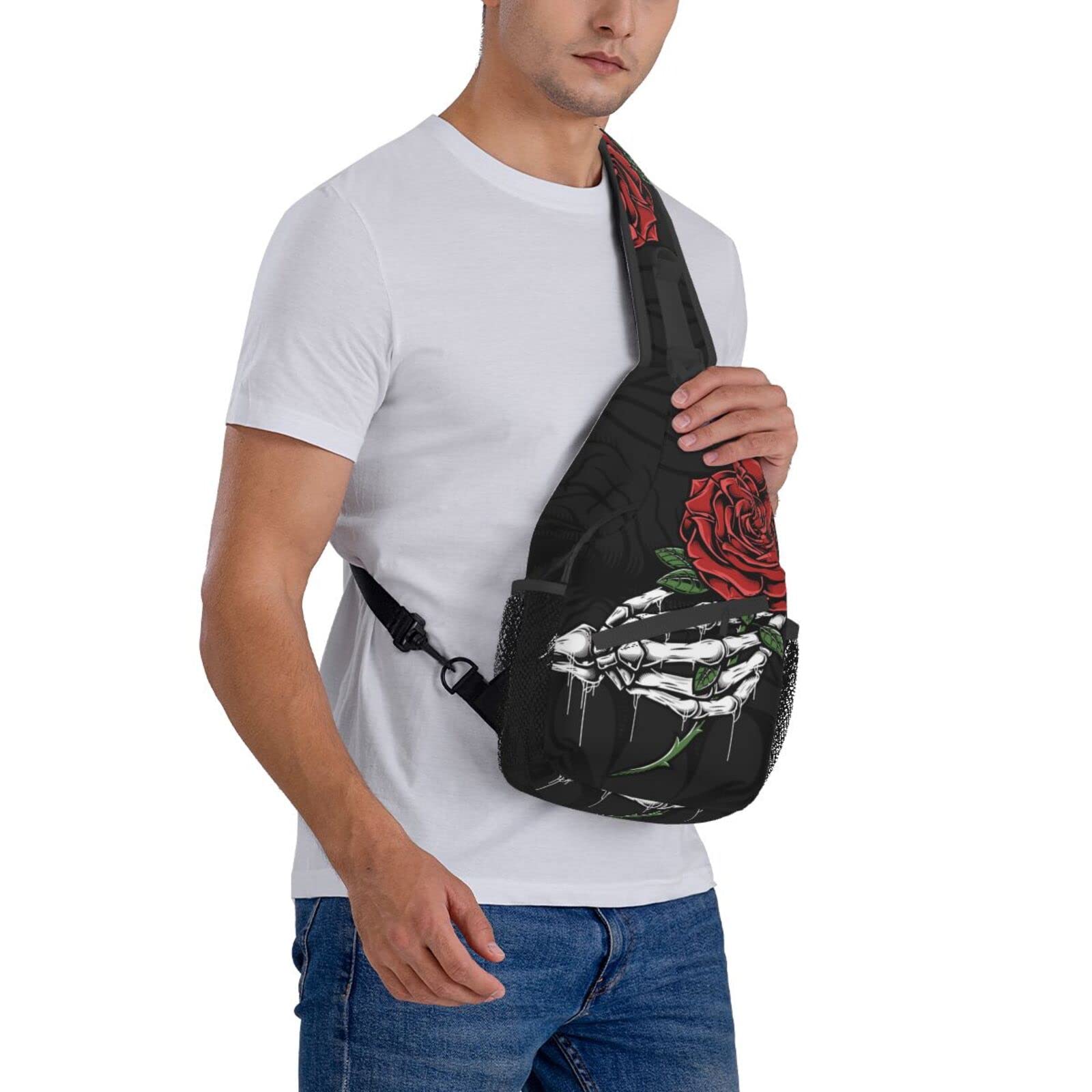 Sugar Skull Chest Bags Crossbody Sling Backpack Travel Hiking Daypack Crossbody Shoulder Bag For Women Men Teens