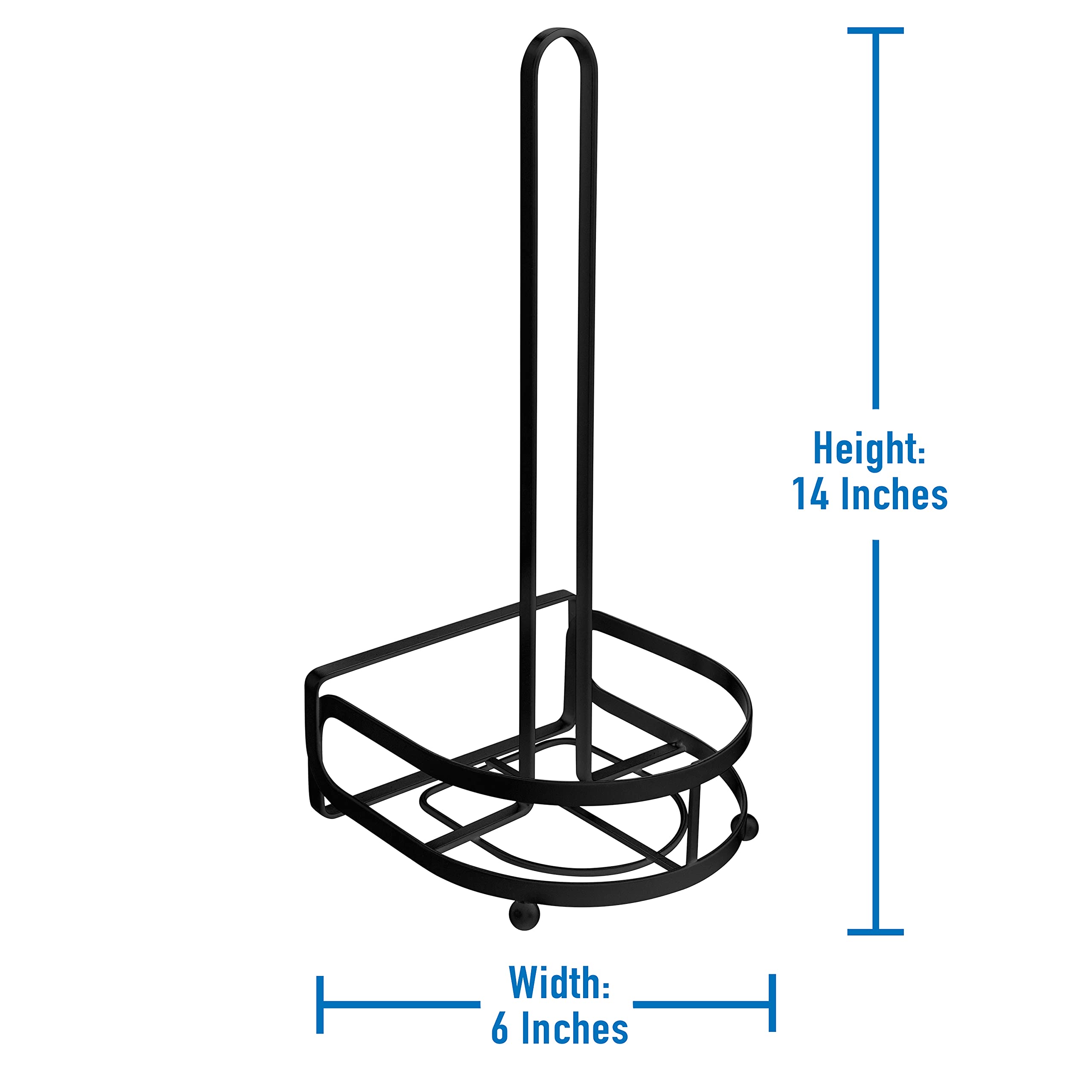 Kitchen Details Industrial Collection Paper Towel Holder in Matte Black Flat Wire Kitchen, 6.26" x 6.5" x 13.66"
