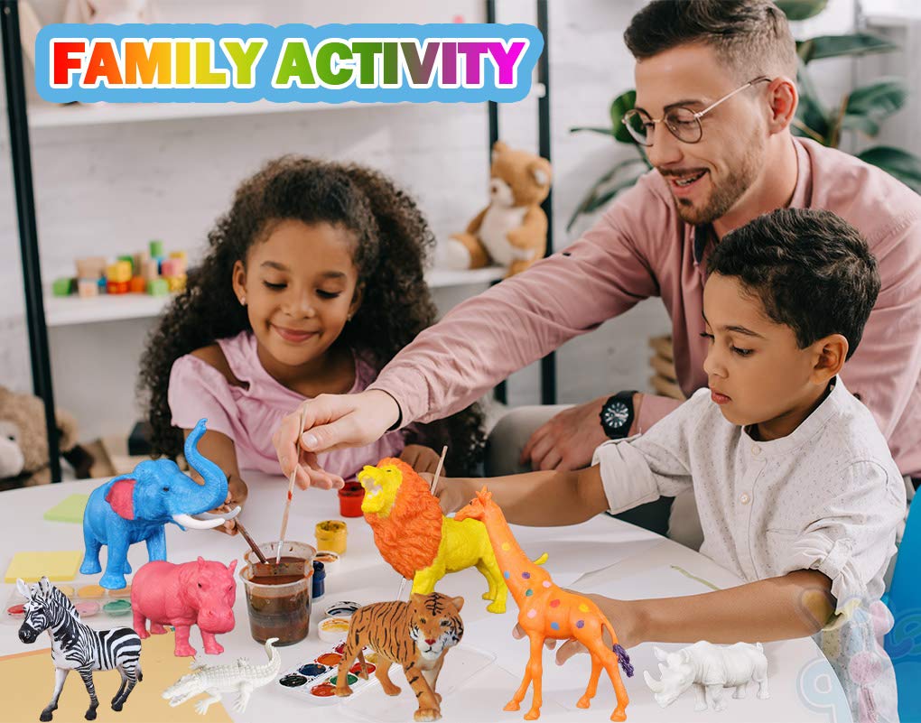 Yileqi Safari Animal Painting Kit for Kids Crafts and Arts Set, Jumbo Jungle Animal Toy Art and Crafts for Boys Girls Age 4 5 6 7 8 Years Old, DIY Art Supplies Paint for Kid Activities Birthday Gift