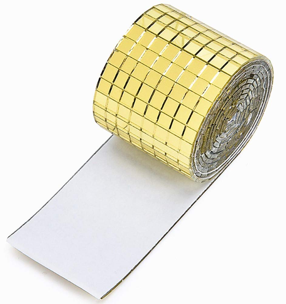 Self-Adhesive Mini Square Glass,2400pieces Gold Square Mirrors Mosaic Tiles 5x5mm Each