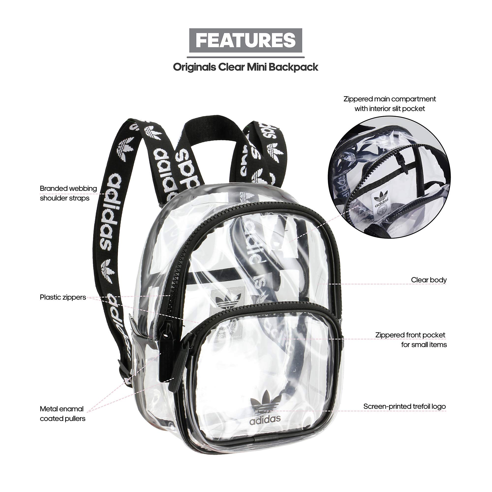 adidas Originals Clear Mini Backpack, Black, One Size