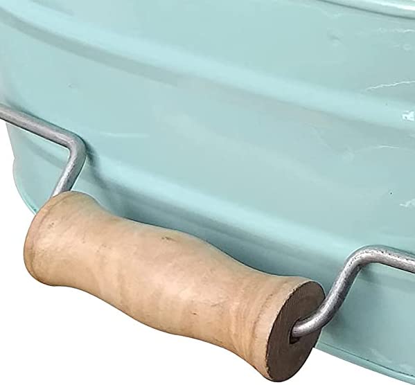 Homebia Designs Galvanized Metal Caddy with 4 Compartments, Rustic Farmhouse Kitchen Indoor Outdoor Picnic Utensil Holder, Multipurpose Storage Bin, Metal Garden Planters - 12 Inch - Aqua