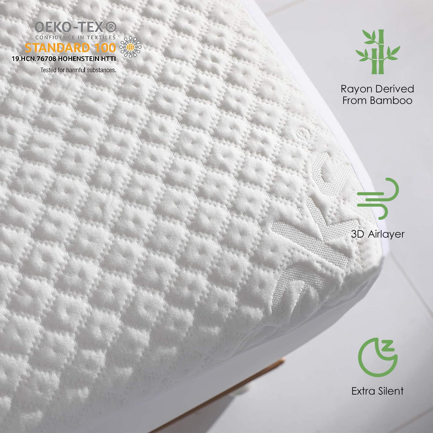 King Size Waterproof Mattress Protector Bamboo Cooling Fitted Mattress Pad Cover with Deep Pocket Up to 18''