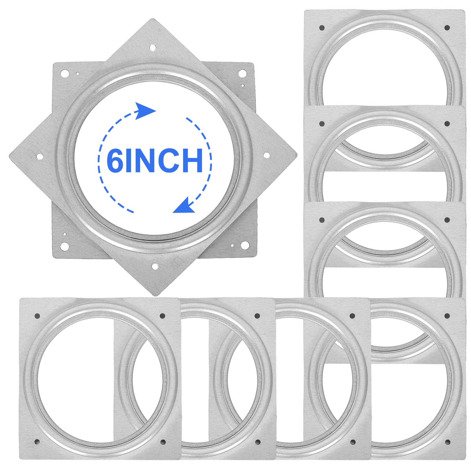 8Pack Lazy Susan Turntable Bearings, 6âSquare Rotating Plate, 500lbs Capacity 5/16âThick Swivel Plate for DIY Lazy Susan Project Storage Organizer Rack Cake Decorating Sculpture Displays