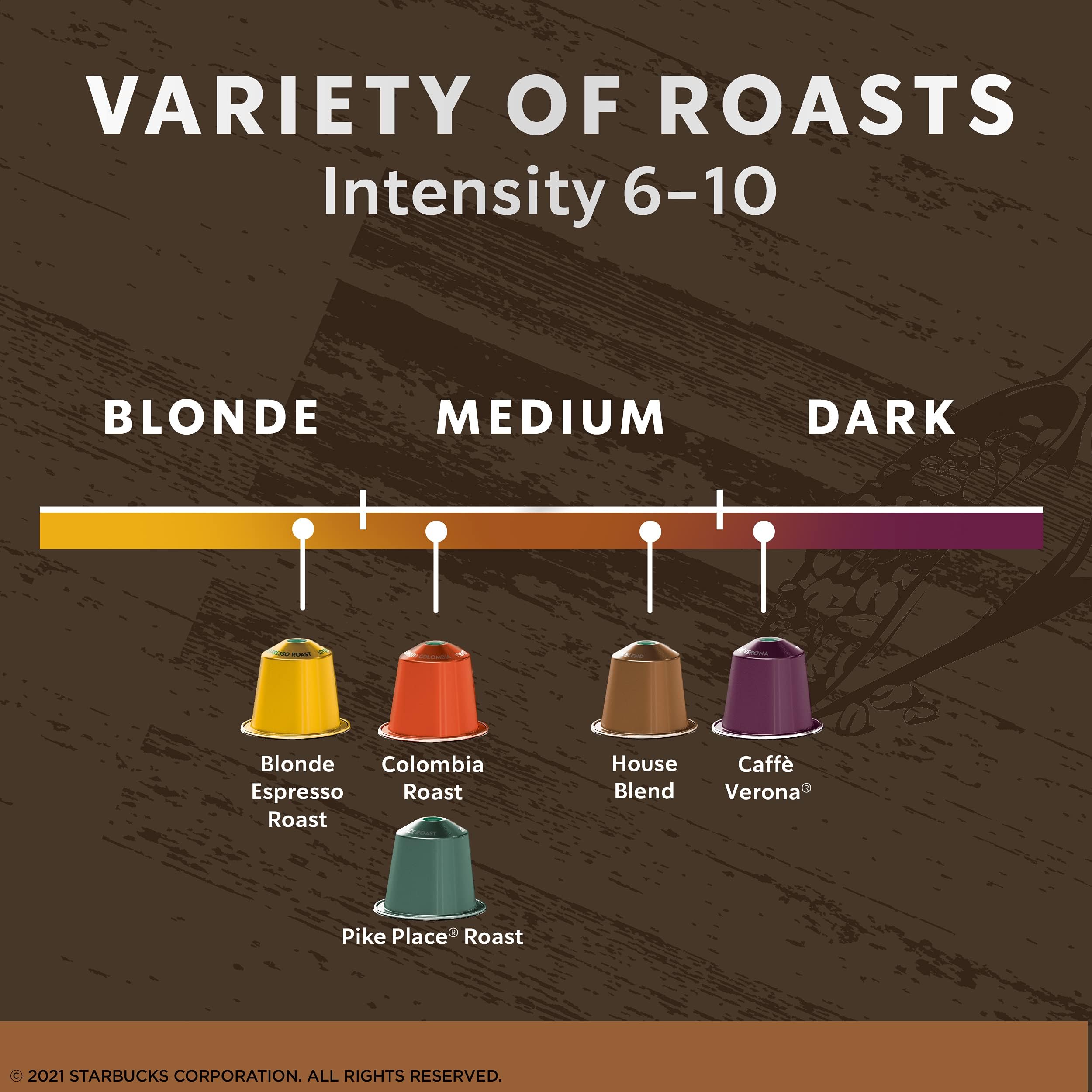 Starbucks by Nespresso Variety Pack Coffee (50-count single serve capsules, compatible with Nespresso Original Line System)