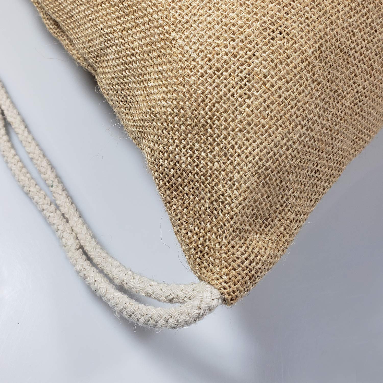 Jute Drawstring Backpacks with Soft Cotton Drawstrings Burlap Cinch Sack Pull String Bags for Beach, Sports, Hike by TBF Bags (Set of 6)
