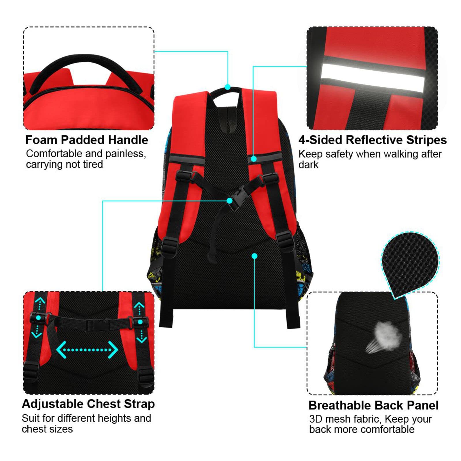 beeplus Monster Truck Backpack for Boys Girls School Backpack Kids Backpack Bookbag Elementary School Bag Travel Rucksack