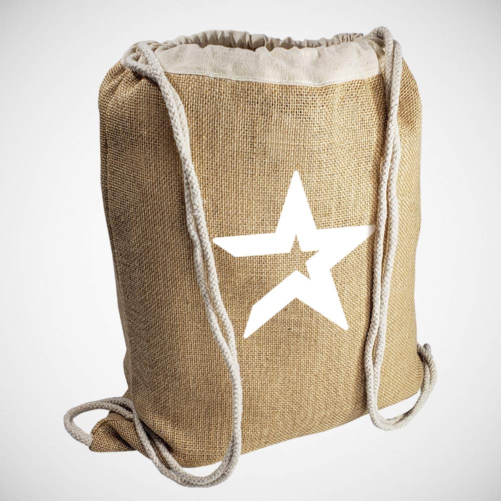 Jute Drawstring Backpacks with Soft Cotton Drawstrings Burlap Cinch Sack Pull String Bags for Beach, Sports, Hike by TBF Bags (Set of 6)