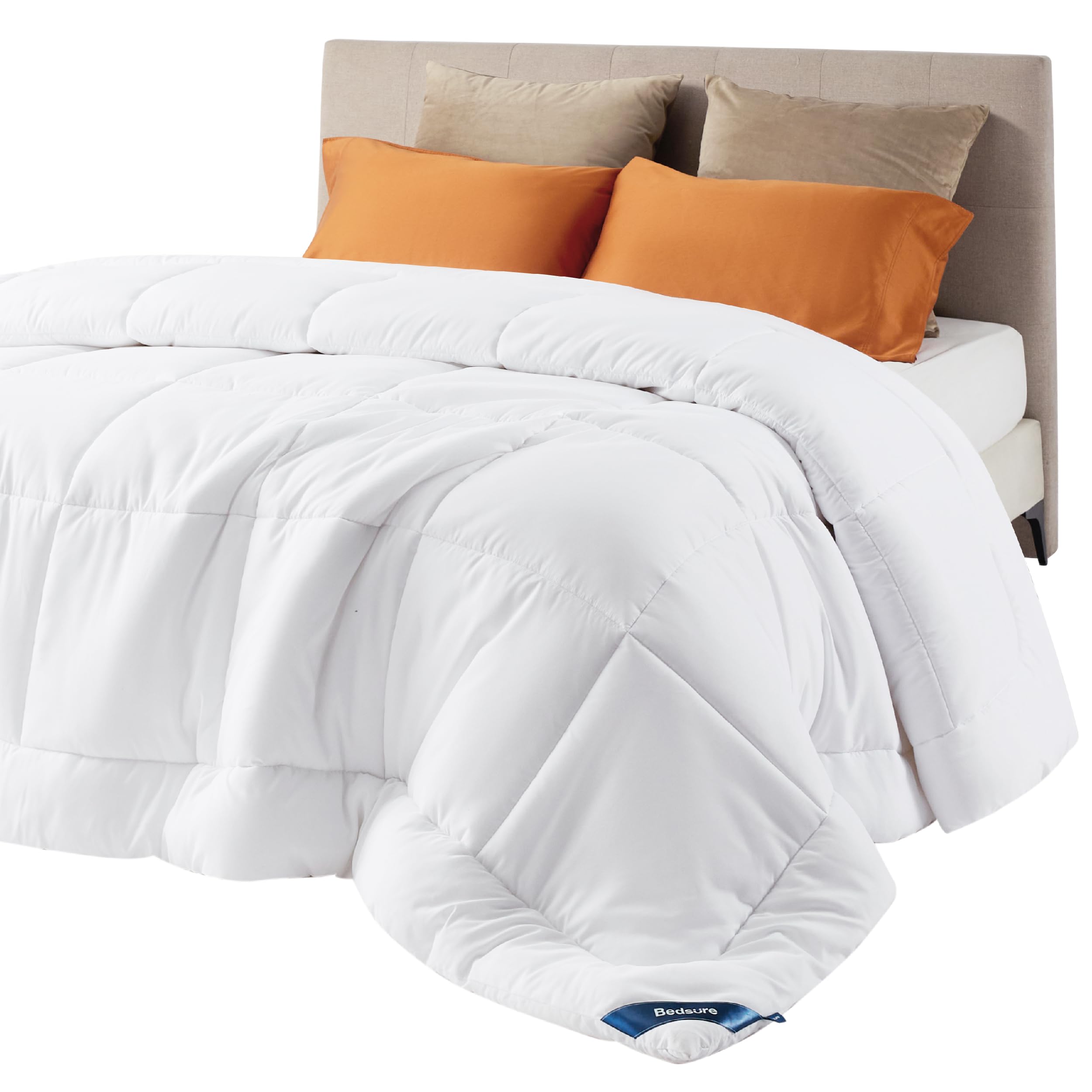 BEDSURE Queen Comforter Duvet Insert - Quilted White Comforters Queen Size, All Season Down Alternative Queen Size Bedding Comforter with Corner Tabs