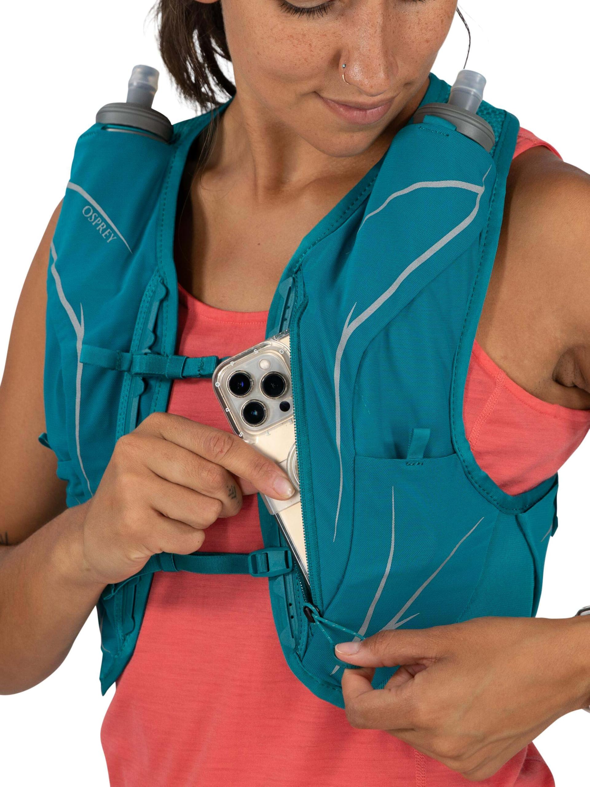 Osprey Dyna LT Women's Running Hydration Vest with Hydraulics Soft Flasks, Verdigris Green, Small