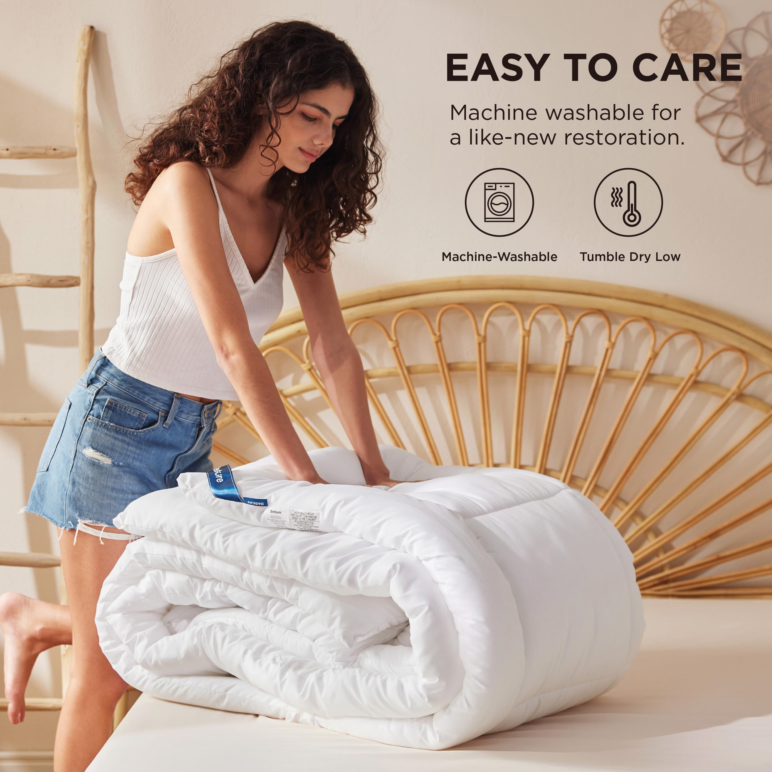 BEDSURE Queen Comforter Duvet Insert - Quilted White Comforters Queen Size, All Season Down Alternative Queen Size Bedding Comforter with Corner Tabs