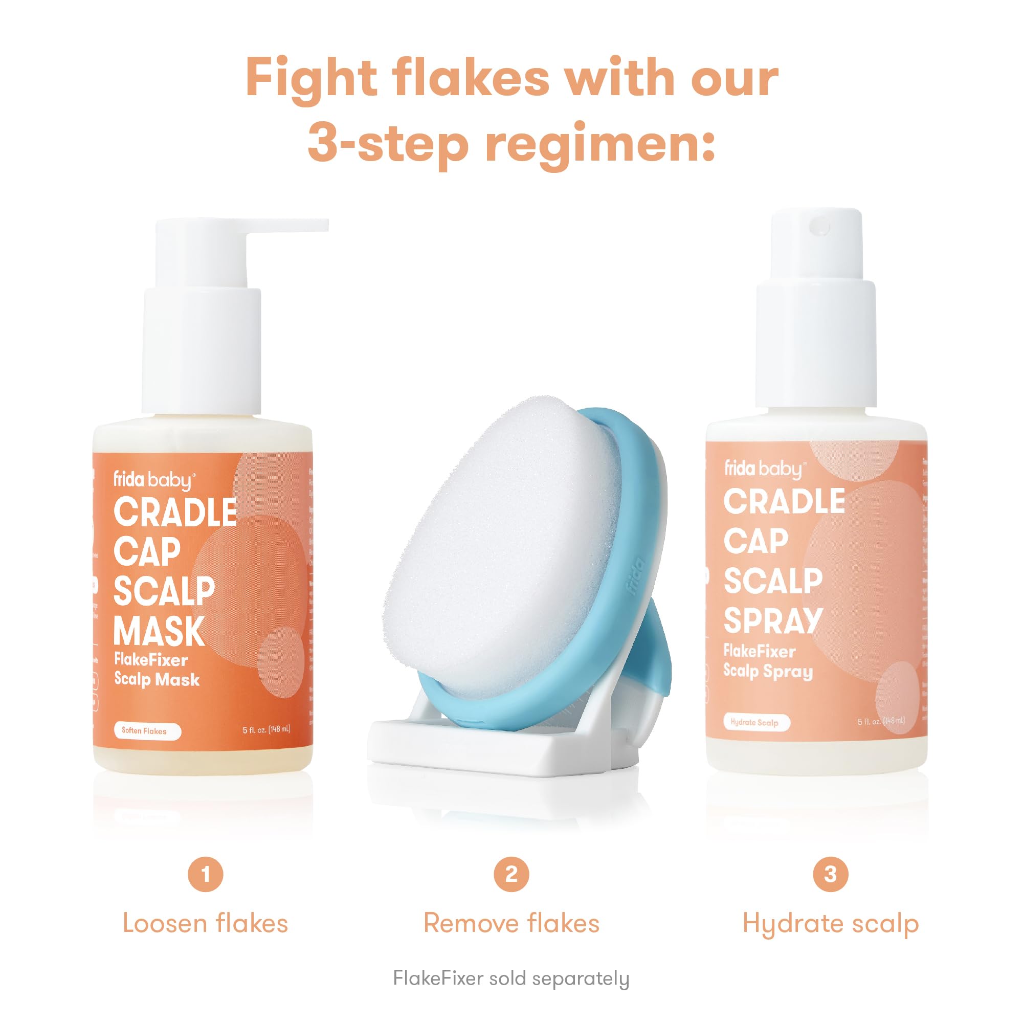 Oh Cr*p! Cradle Cap Flake Fixer Scalp Spray + Scalp Mask Duo by Frida Baby Soothes Baby's Scalp, Prevents Dryness and Flakes