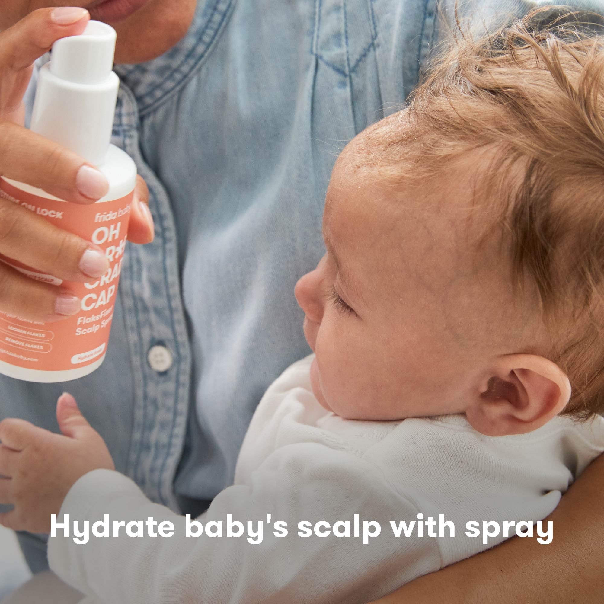 Oh Cr*p! Cradle Cap Flake Fixer Scalp Spray + Scalp Mask Duo by Frida Baby Soothes Baby's Scalp, Prevents Dryness and Flakes
