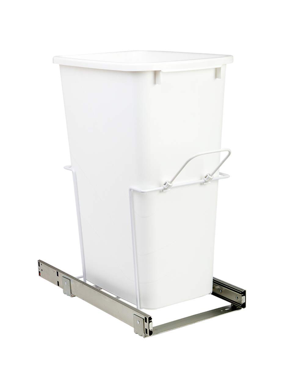 Knape & Vogt White 11.375 in. x 20.125 in. x 22.875 in. 50 Qt. in-Cabinet Single Soft-Close Bottom-Mount Pull-Out Trash Can