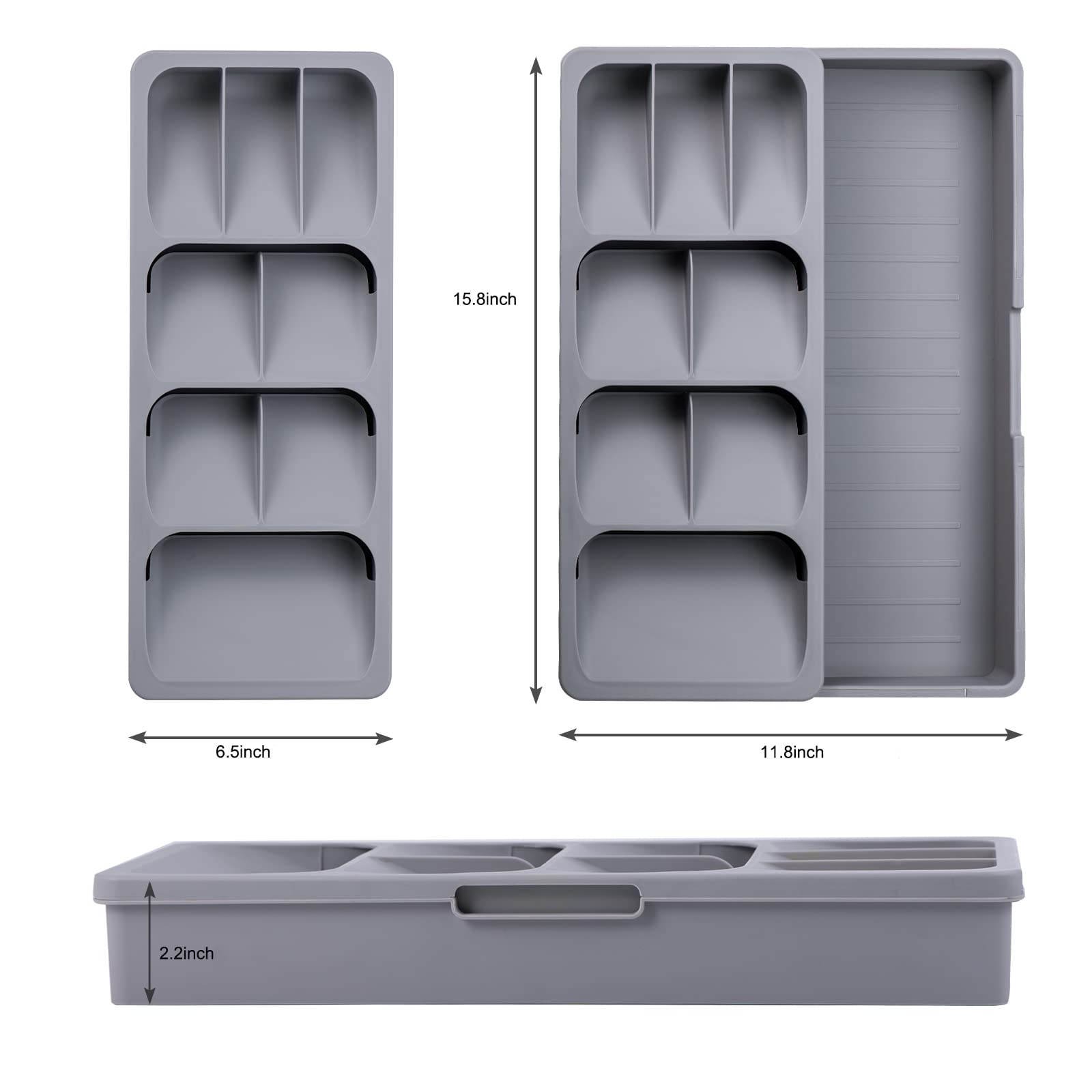 JMSWENJUAN Kitchen Drawer Organizer Tray - Expandable Cutlery Organizer for Flatware Silverware Gadgets