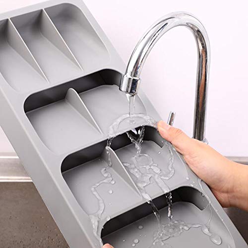 JMSWENJUAN Kitchen Drawer Organizer Tray - Expandable Cutlery Organizer for Flatware Silverware Gadgets