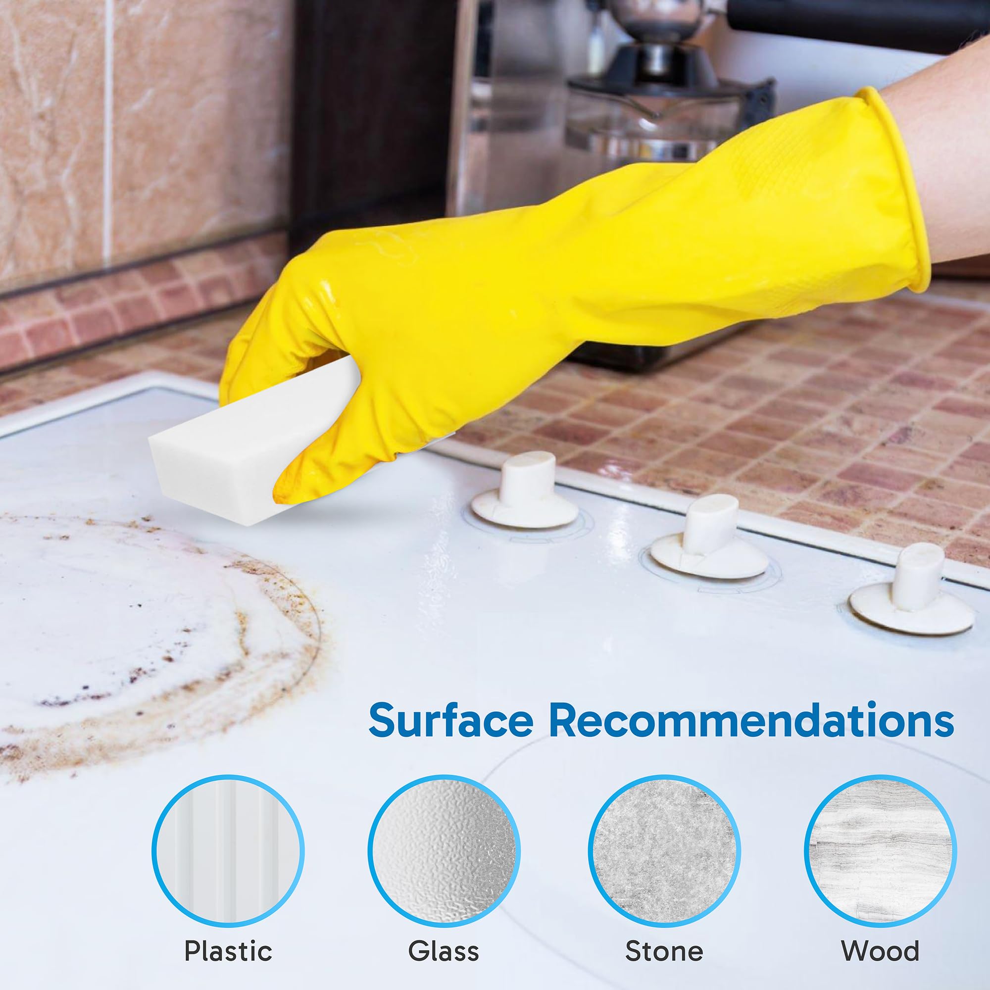 (20 Pack) Extra Large Eraser Sponge - Extra Thick, Long Lasting, Premium Melamine Sponges in Bulk - Multi Surface Power Scrubber Foam Cleaning Pads - Bathtub, Floor, Baseboard, Bathroom, Wall Cleaner