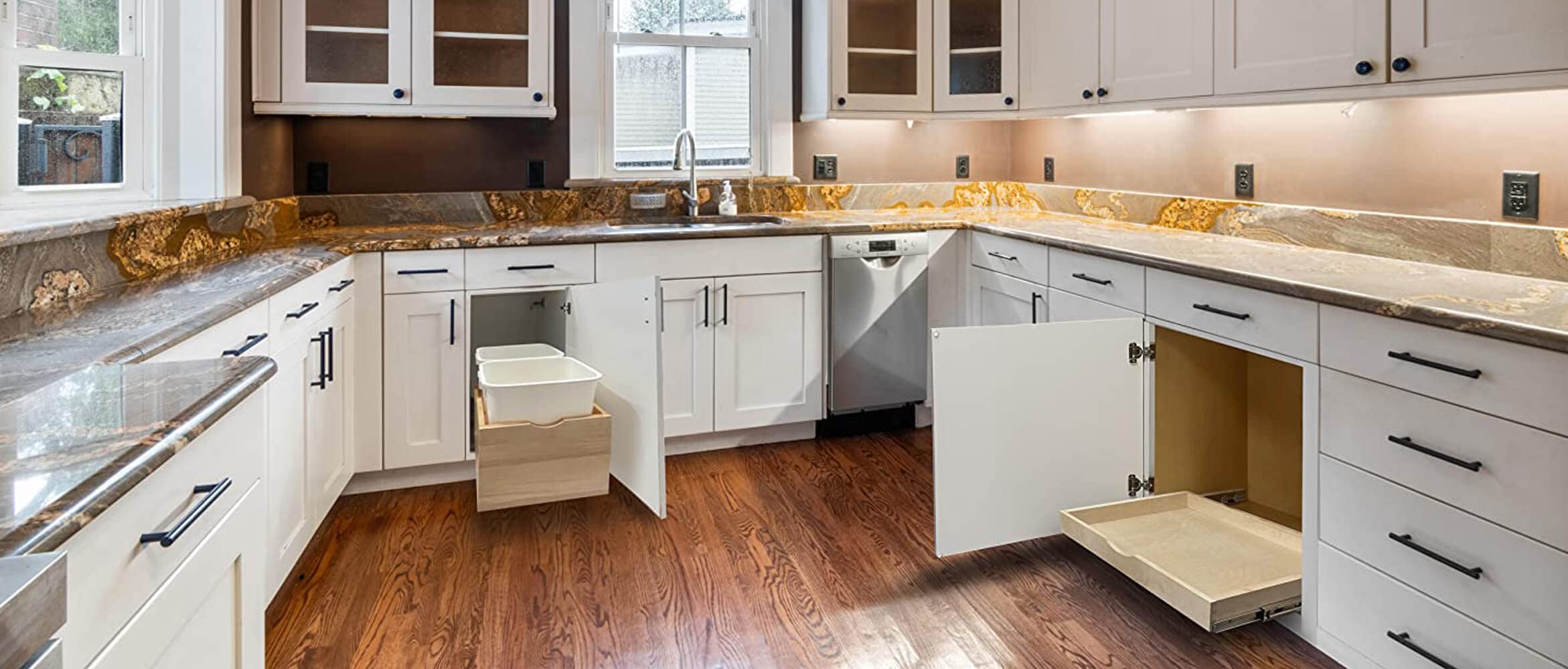 CabinetRTA Soft Close Assembled Ready Slide Out Cabinet Shelf Pull-Out Wood Drawer Storage 16.5"(W) x 21.25"(D) X 4"(H), Soft-Close Rail with Spacer(4 steps to install)