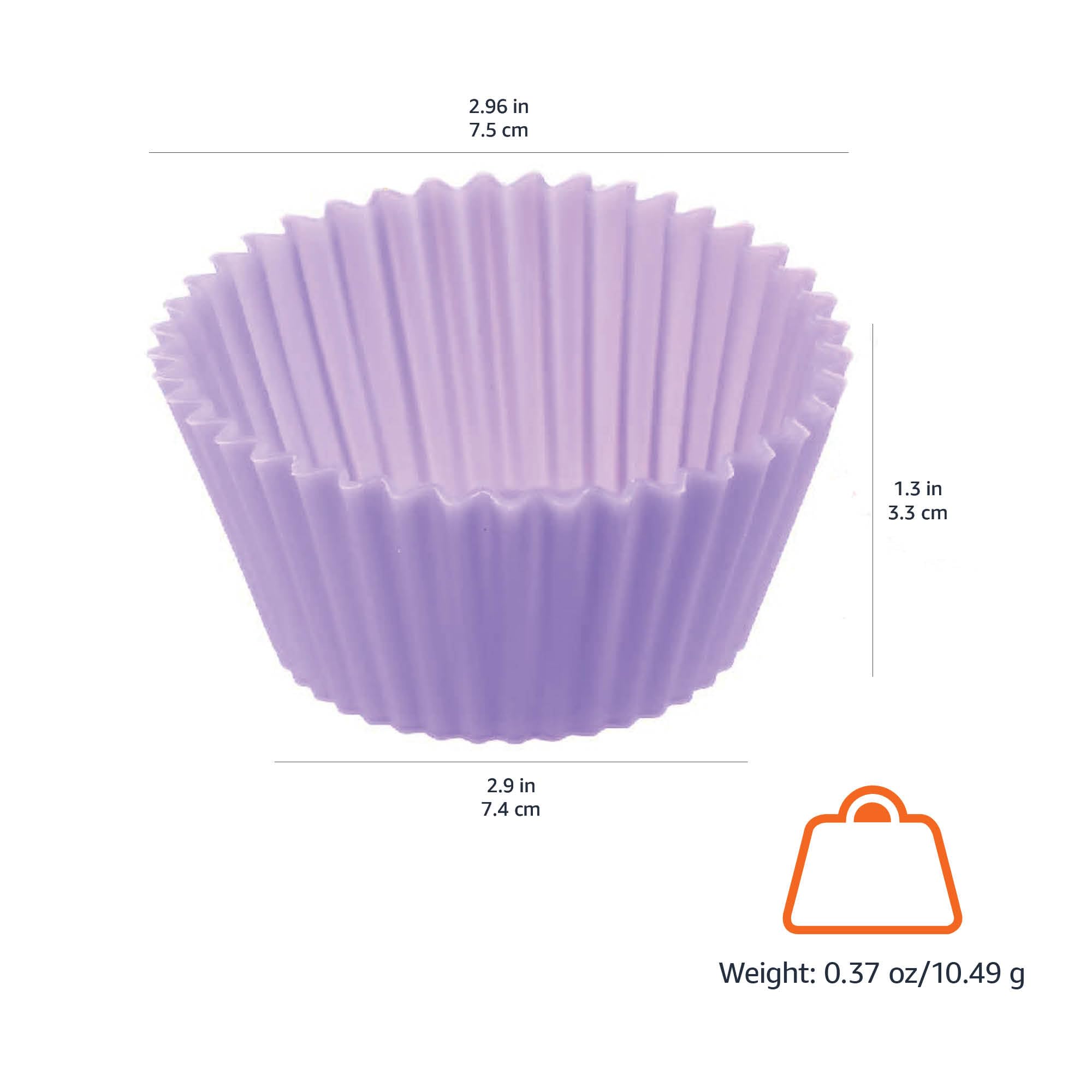 Amazon Basics Reusable Silicone Baking Cups, Muffin Liners - Pack of 12, Multicolor