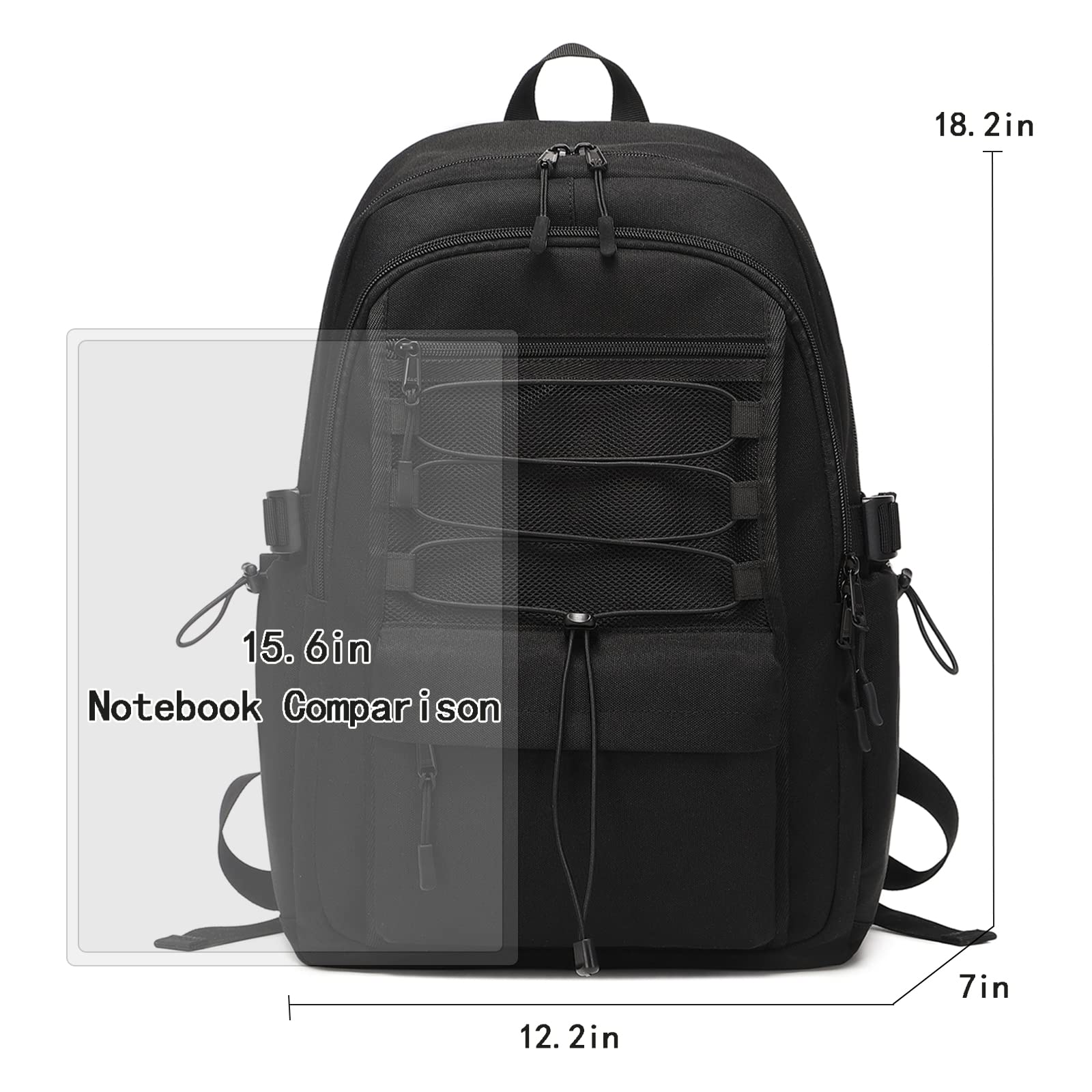 Sunborls Travel Laptop Backpacks for Girls 15.6inch Mesh Kawaii Computer Backpack Lightweight Weekend Leisure Day Travel Backpack The Gift Bookbag for Both Teen and Girls,Black