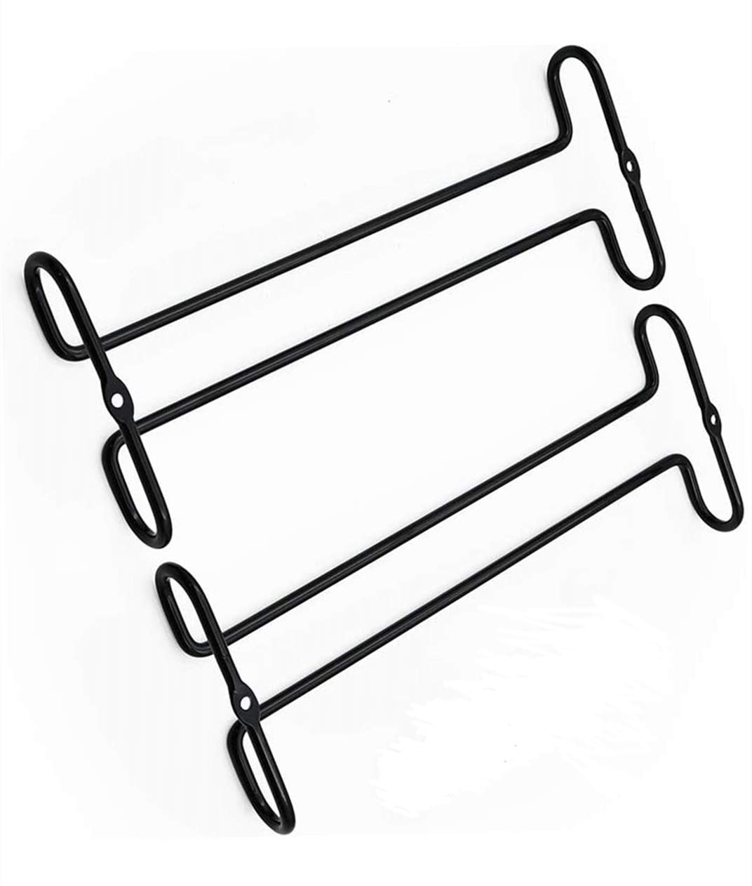 LAP Wine Glass Rack - Under Cabinet Stemware Wine Glass Holder Glasses Storage Hanger Metal Organizer for Bar Kitchen Black (1 Rows 2 Pack)