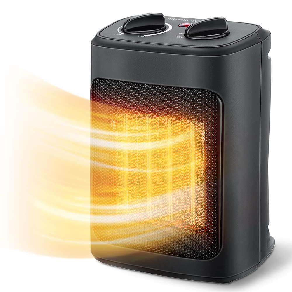 Space Heater, 1500W Electric Heaters Indoor Portable with Thermostat , PTC Fast Heating Ceramic Room Small Heater with Heating and Fan Modes for Bedroom, Office and Indoor Use