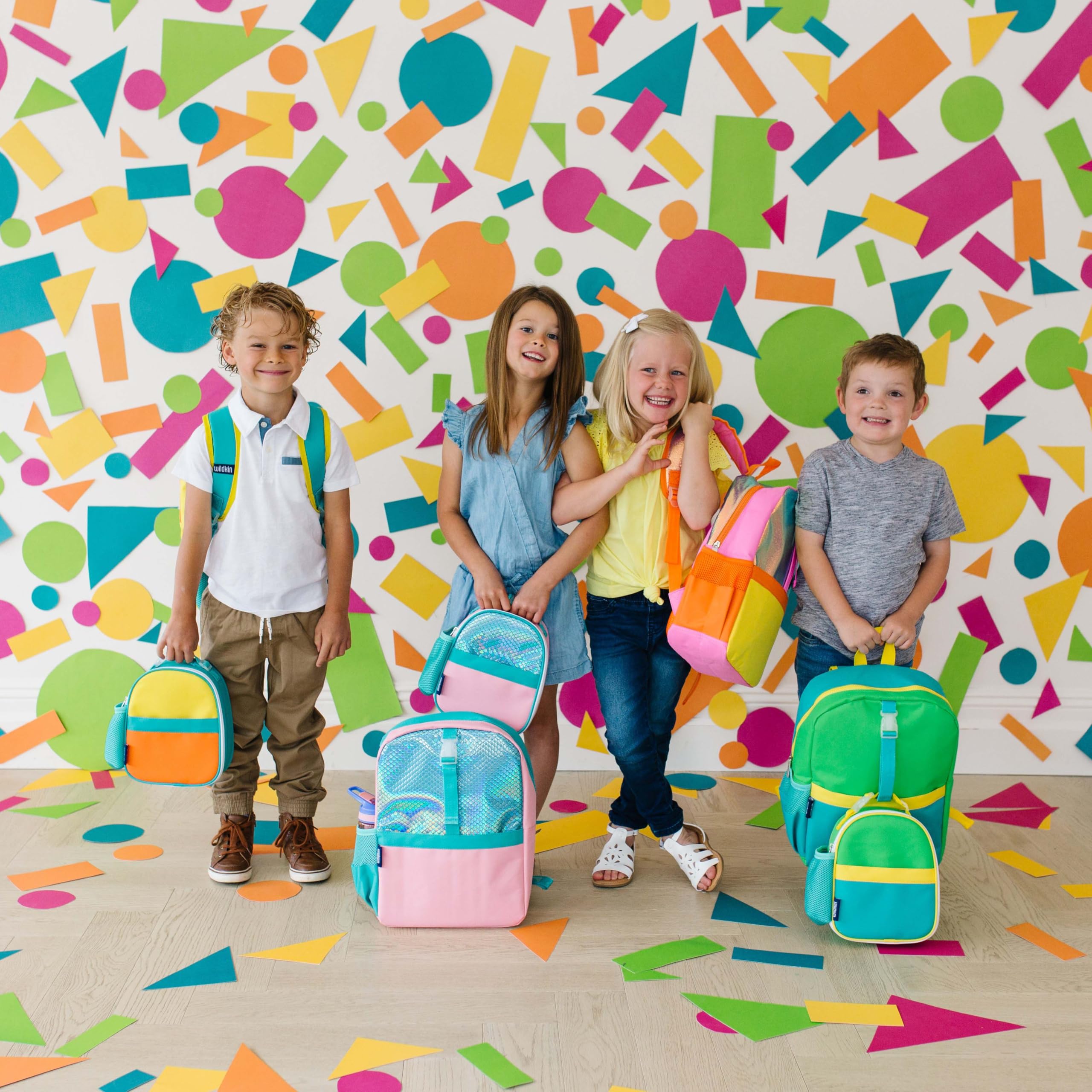 Wildkin Pack-it-All Kids Backpack for Boys & Girls, Ideal Size for School & Travel Backpack for Kids, Features Front Strap, Interior Sleeve, Back Support & Side Pocket (Orange Shimmer)
