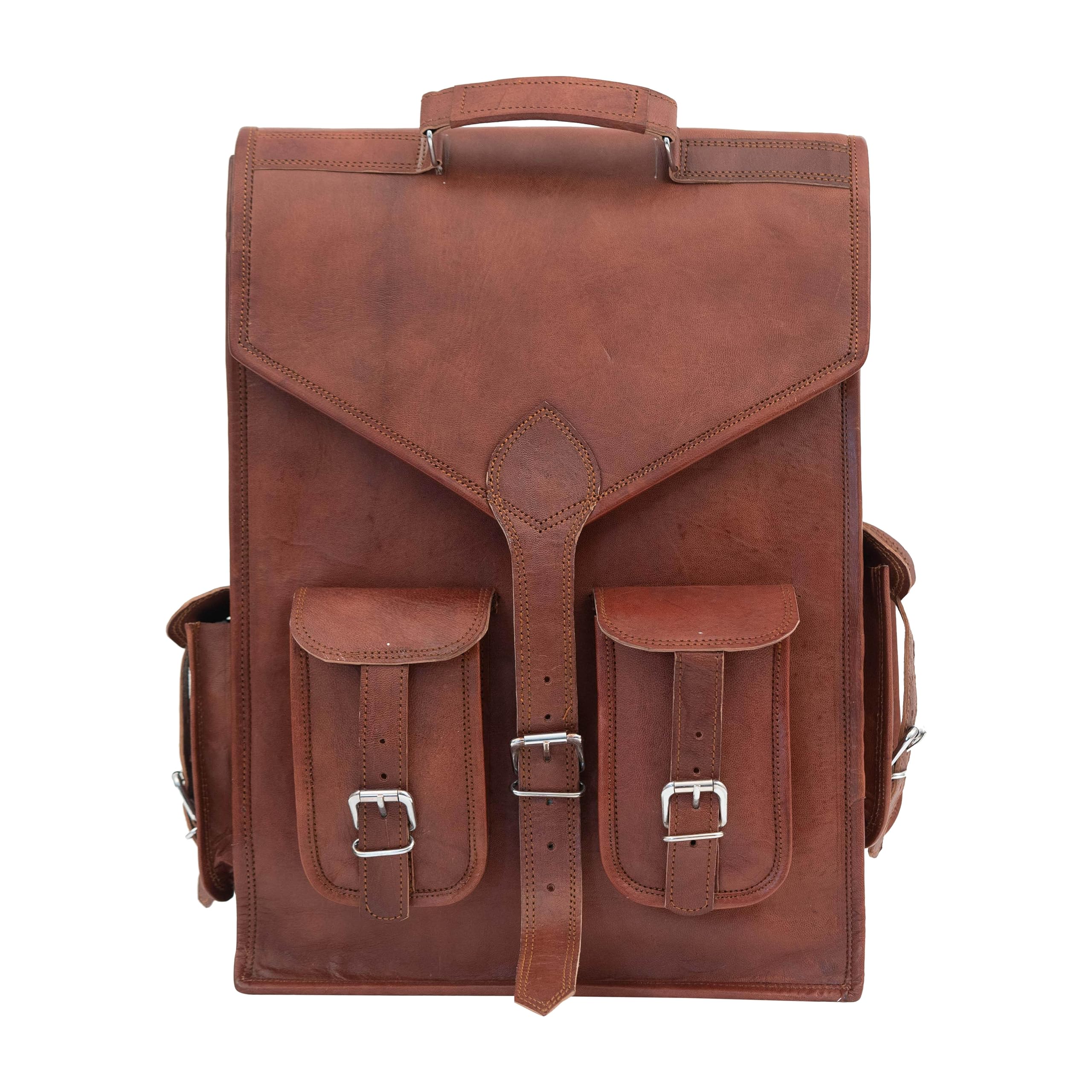 Shy Shy Let’s Touch The Sky 18" leather backpack Laptop Messenger Lightweight School Bag Rucksack Sling Men (13" (W) x 18" (H))
