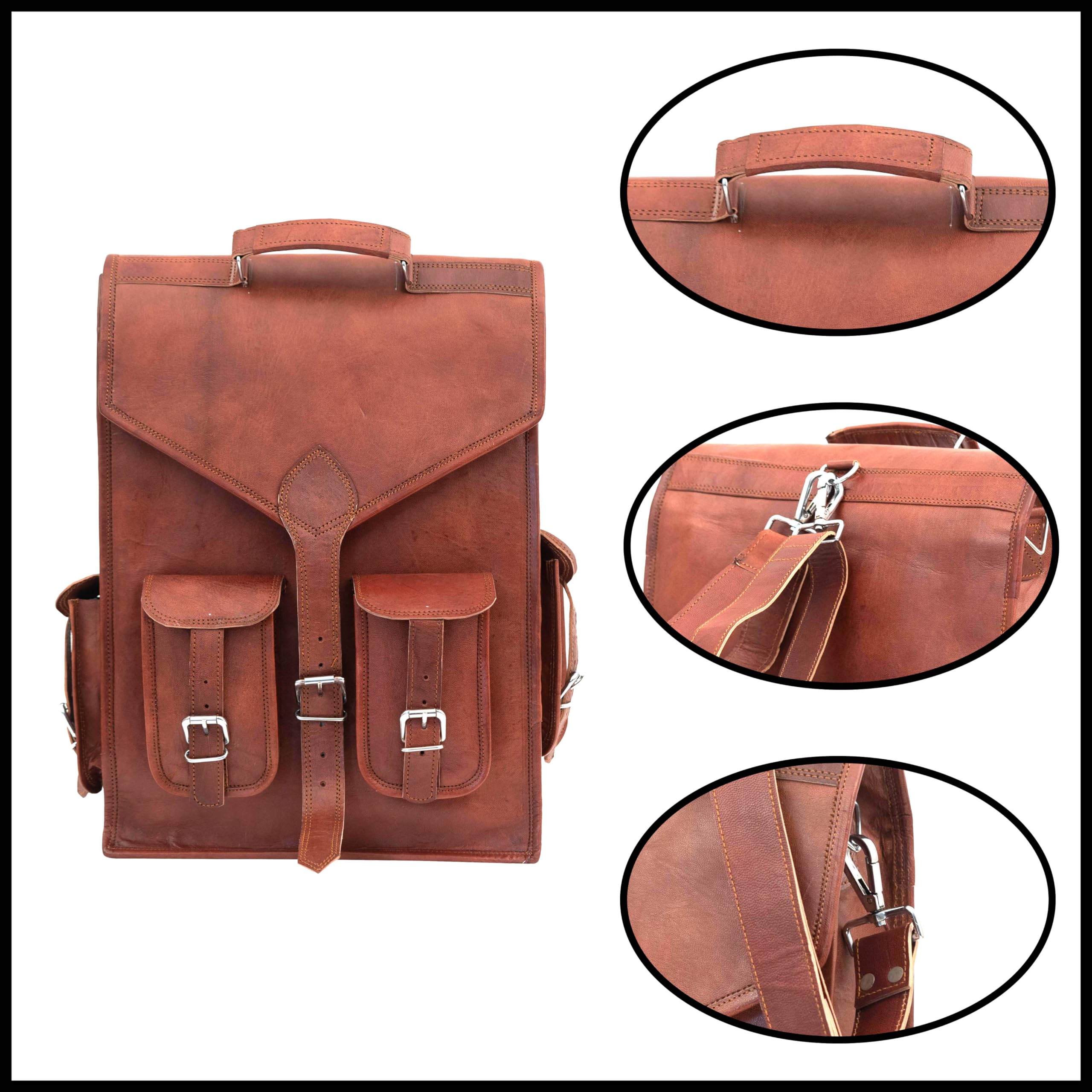 Shy Shy Let’s Touch The Sky 18" leather backpack Laptop Messenger Lightweight School Bag Rucksack Sling Men (13" (W) x 18" (H))