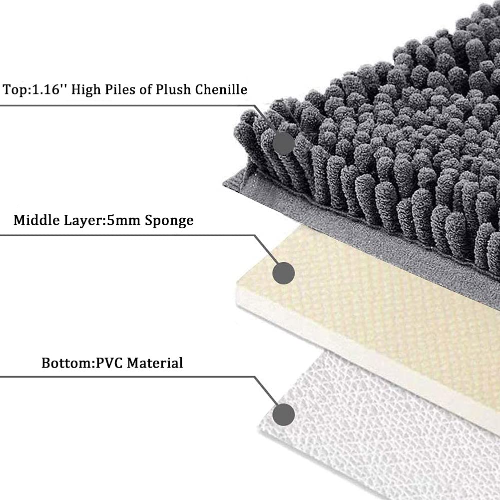 SONORO KATE Bathroom Rug,Non-Slip Bath Mat,Soft Cozy Shaggy Durable Thick Bath Rugs for Bathroom,Easier to Dry, Plush Rugs for Bathtubs, Rain Showers and Under The Sink (Dark Grey, 32"×20")