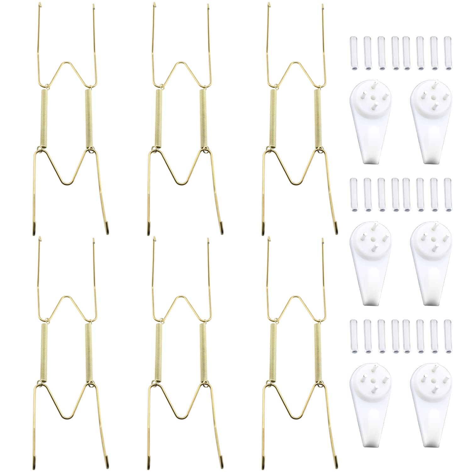 Heyous Plate Hanger 6PCS 8 Inch Wall Plate Hangers and 6PCS Wall Hooks for 7.5 to 8.5 Inch Decorative Plates, Antique China, Antique Plates and Arts, Golden