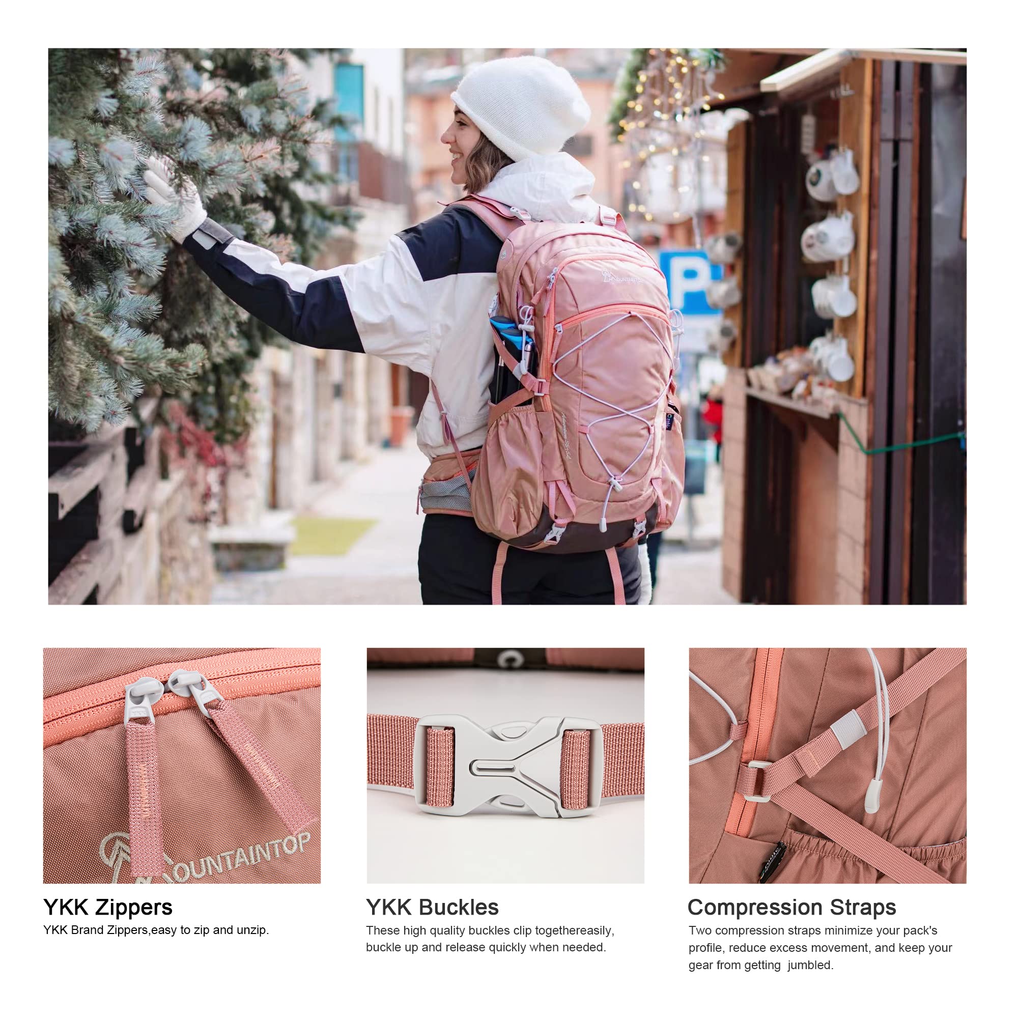 MOUNTAINTOP 40L Hiking Backpack for Women Outdoor Backpack with Rain Cover for Camping,Cycling and Traveling