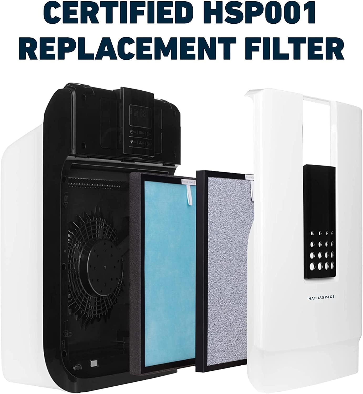 HATHASPACE Certified Replacement Filters for HSP001 Smart True HEPA Air Purifier, 1 Set, H11 True HEPA