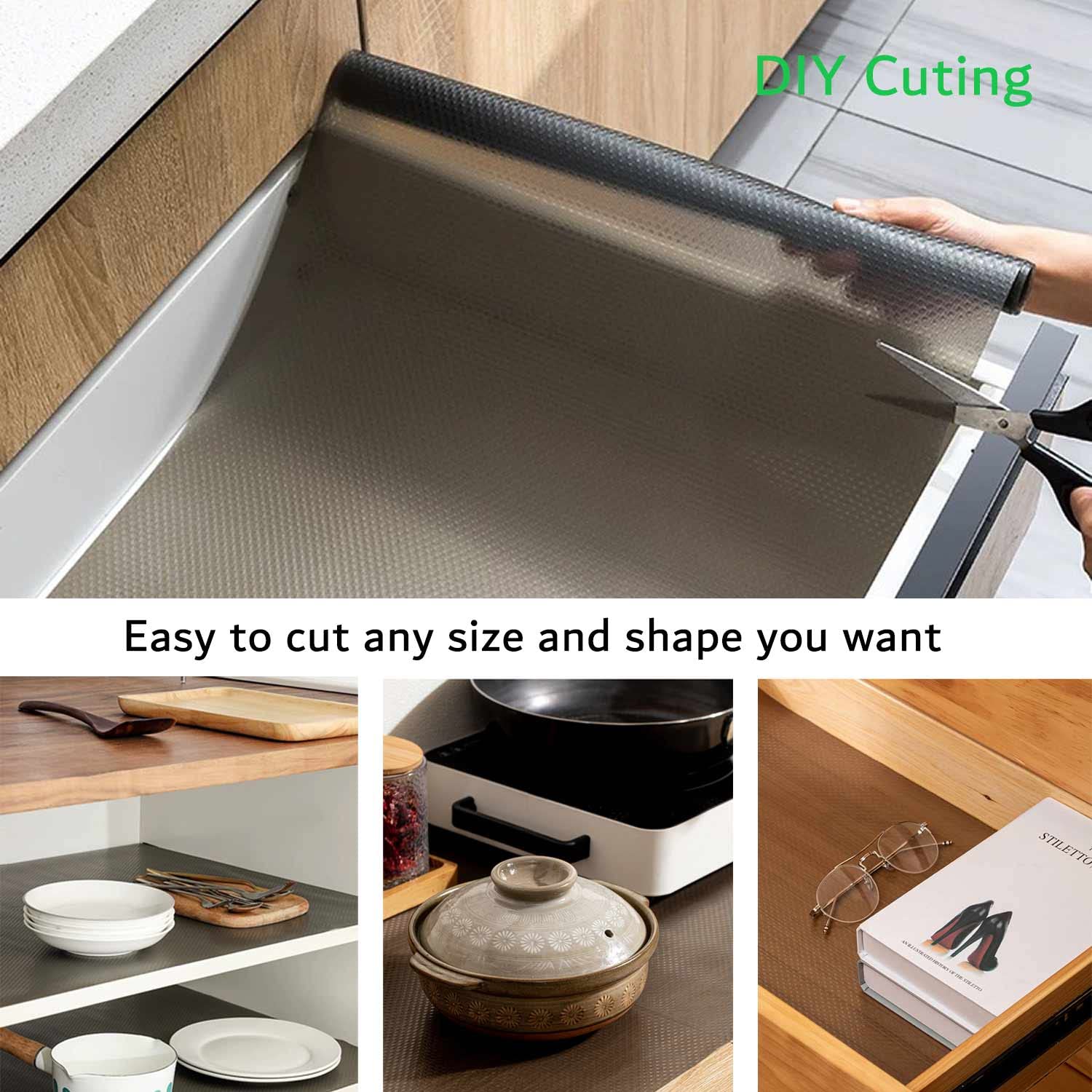 Shelf Liners for Kitchen Cabinets Refrigerator Liners Waterproof & Oil-Proof Cupboard Liner Non-Slip Drawer Mats EVA Non Adhesive Fridge Liner for Shelves Pantry Bookshlef Dresser 17.7 inches x 19.7FT
