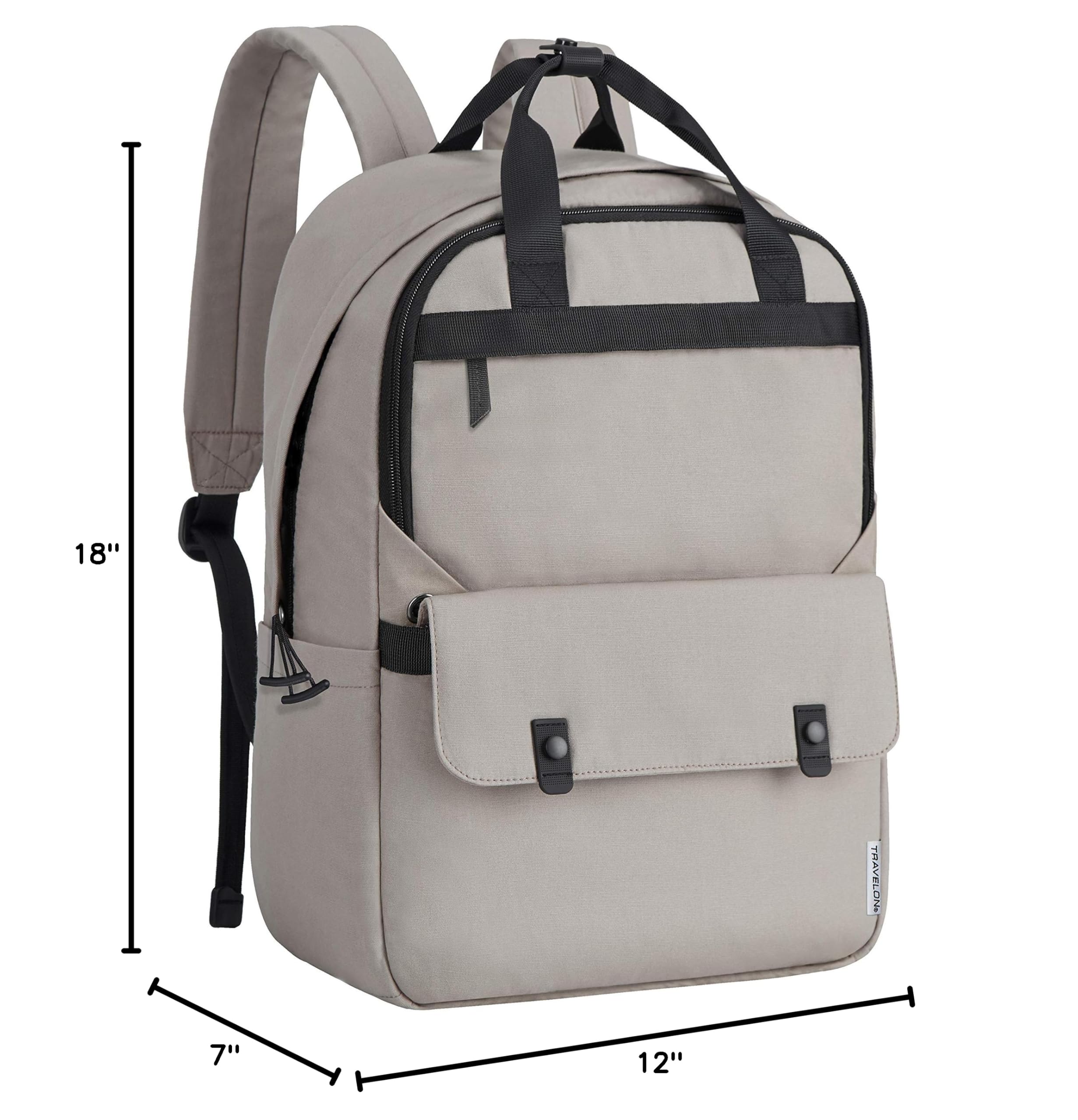 Travelon Origin-Sustainable-Anti-Theft-Large Backpack, Driftwood, One Size